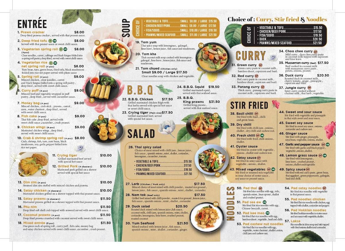 Menu at Le Rose Thai Cuisine restaurant, Tarrawanna