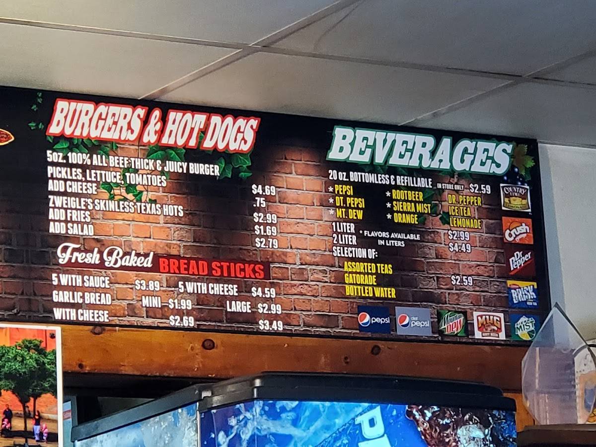 Menu at Leaning Tower pizzeria, Mount Morris