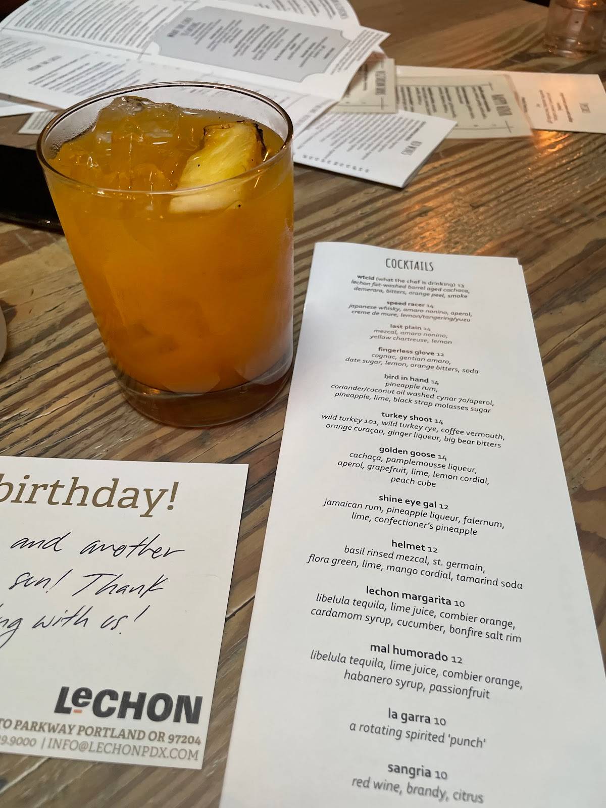 Menu at Lechon pub & bar, Portland