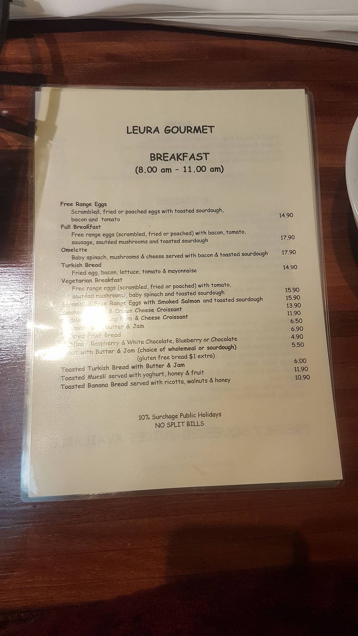 Menu at Leura Gourmet cafe, Leura, 159 Leura Mall
