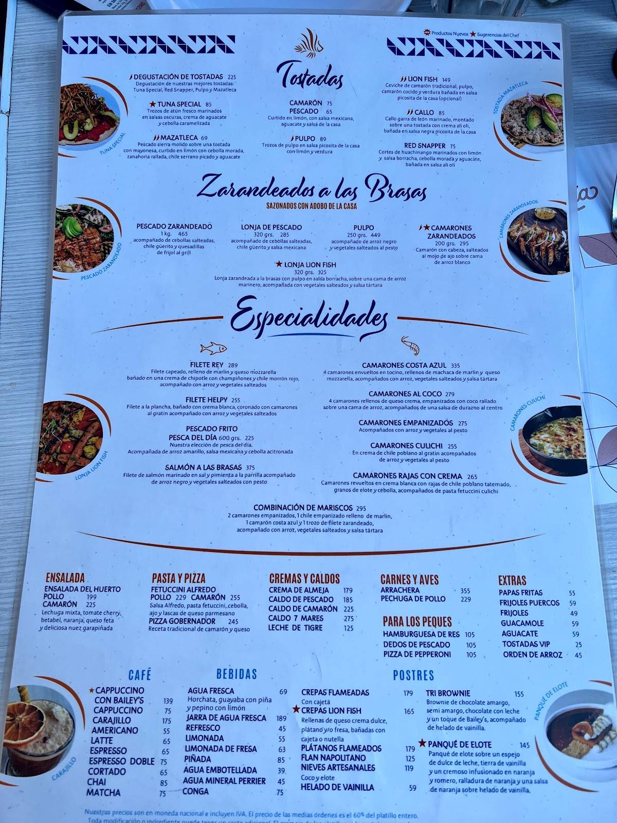 Carta del restaurante Lion Fish - La Terraza, Tijuana, P.º del Río 6672-C