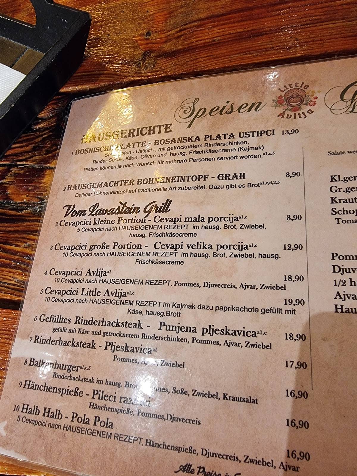 Speisekarte von Little Avlija restaurant, Landshut