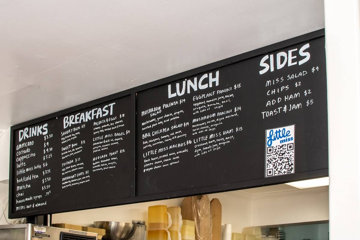 Menu at Little Miss Cafe, Los Angeles