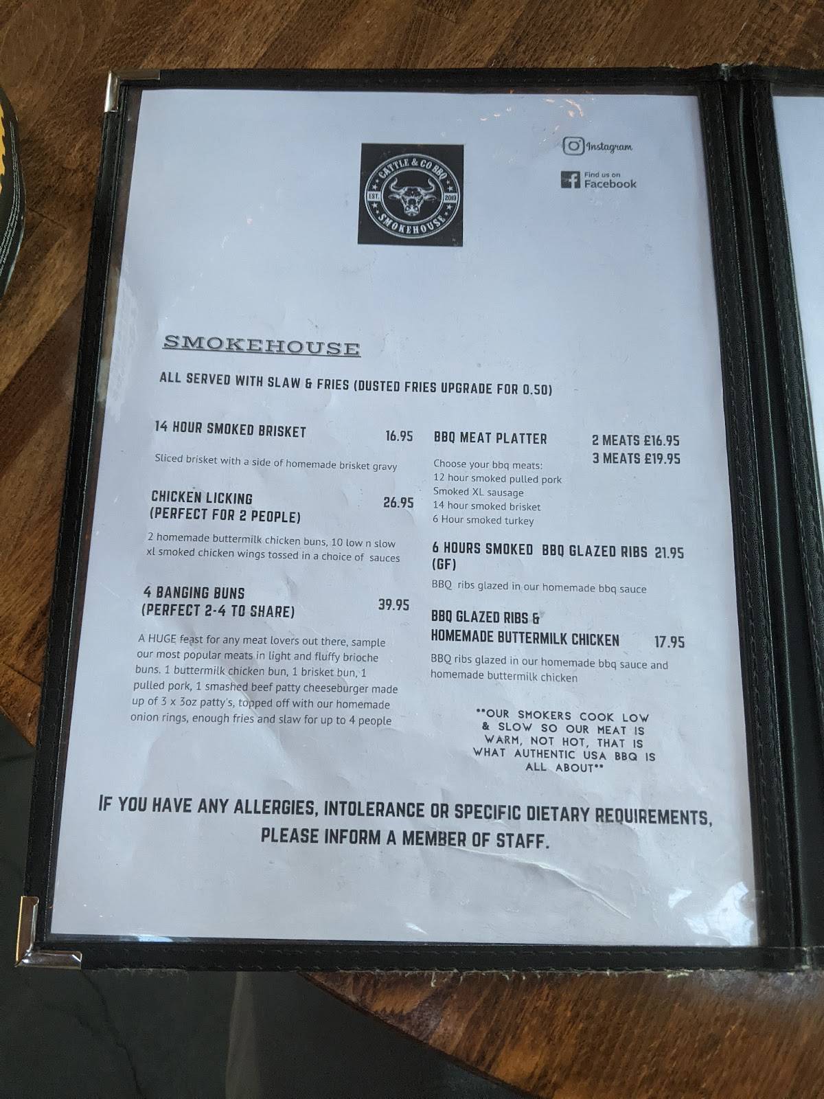 Menu at Cattle & Co Llanelli restaurant, Llanelli