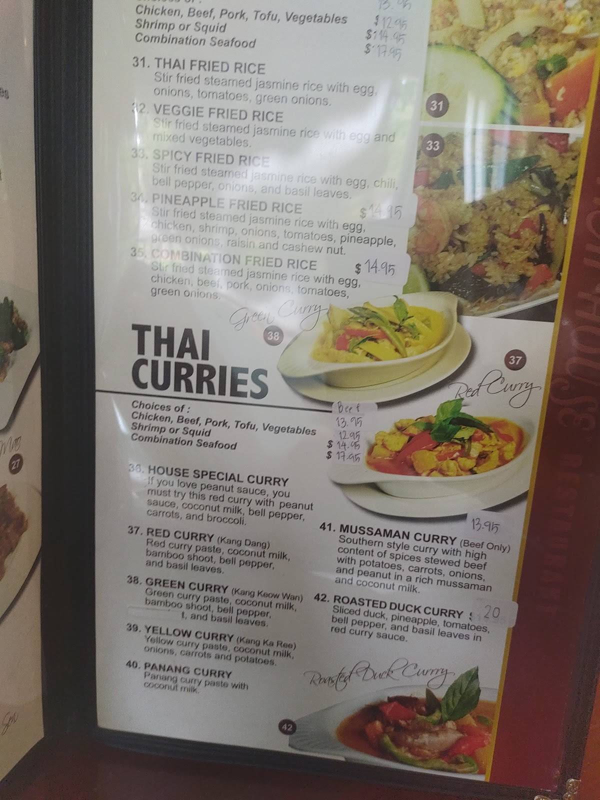 Menu at Thai House Restaurant, Logan