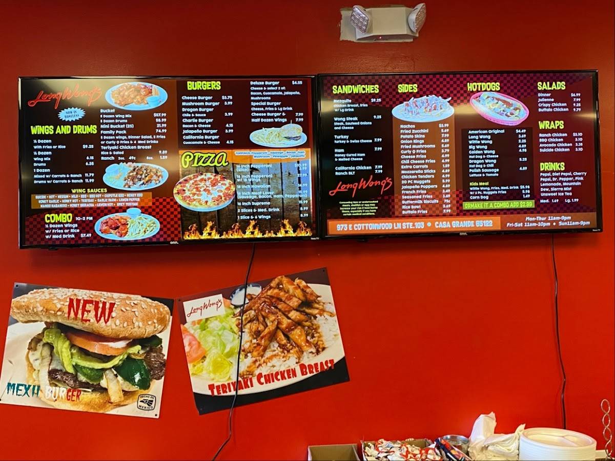 Menu at Long Wongs restaurant, Casa Grande