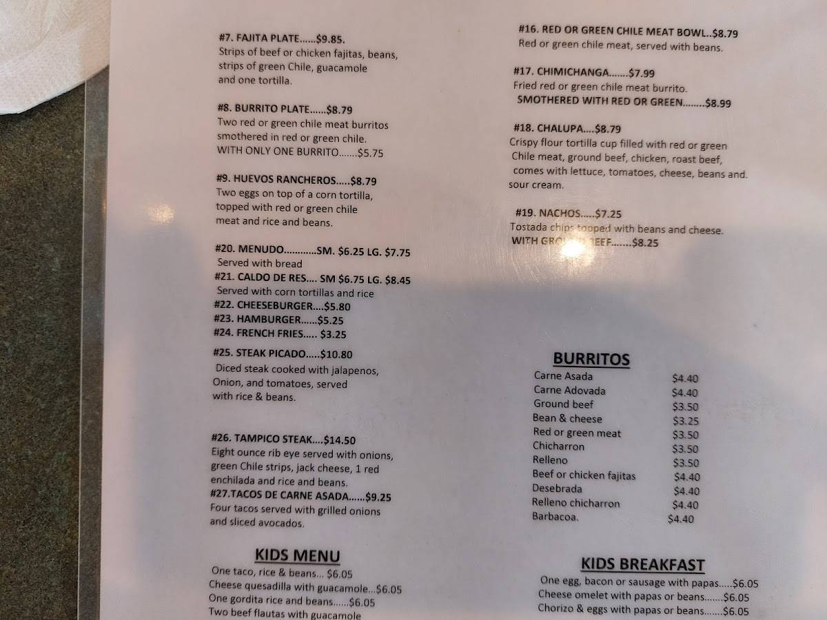 Menu at Los Compas Restaurant, Las Cruces, Commerce Dr # C