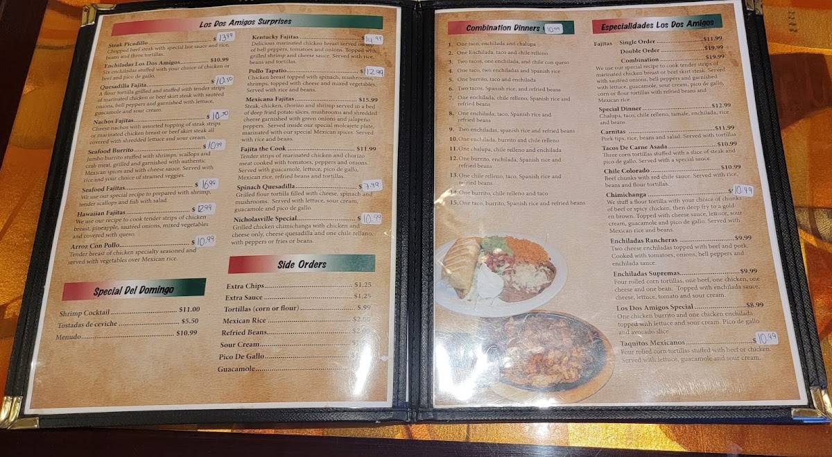 Menu at Los Dos Amigos restaurant, Nicholasville, 107 Edgewood Dr