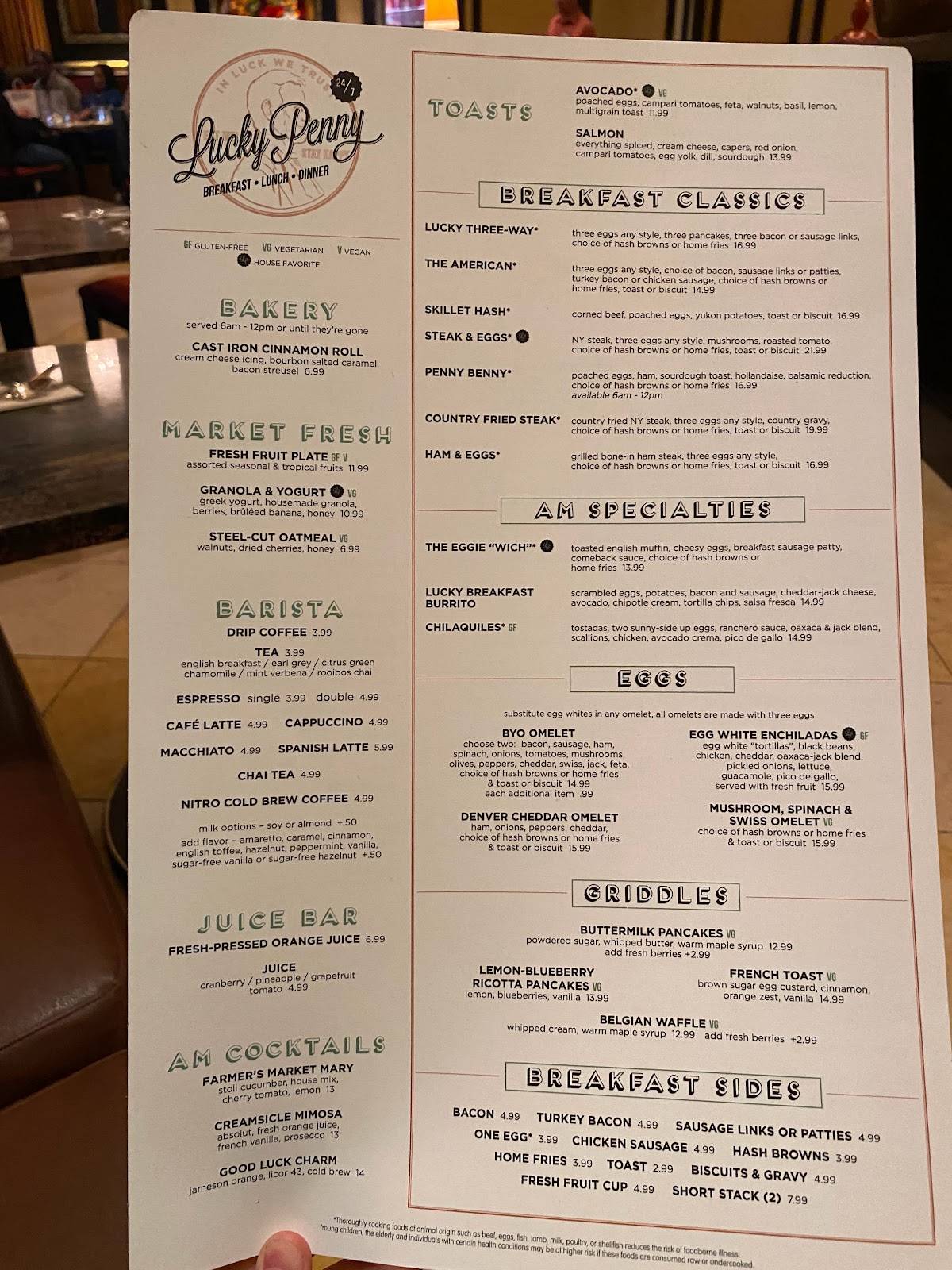 Menu at Lucky Penny at Red Rock pub & bar, Las Vegas, W Charleston Blvd