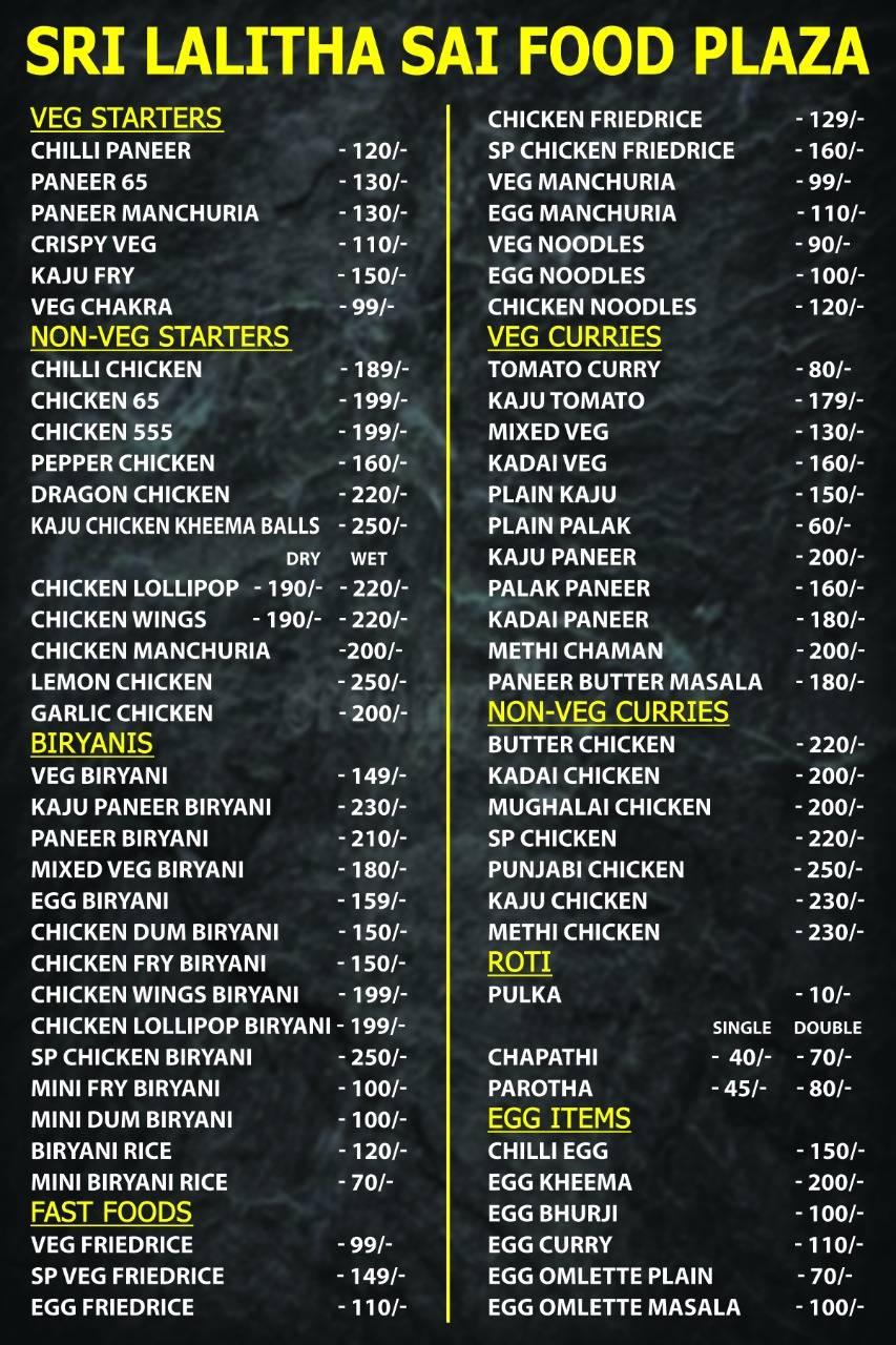 Menu at MM tour & travels, Vadlamudi