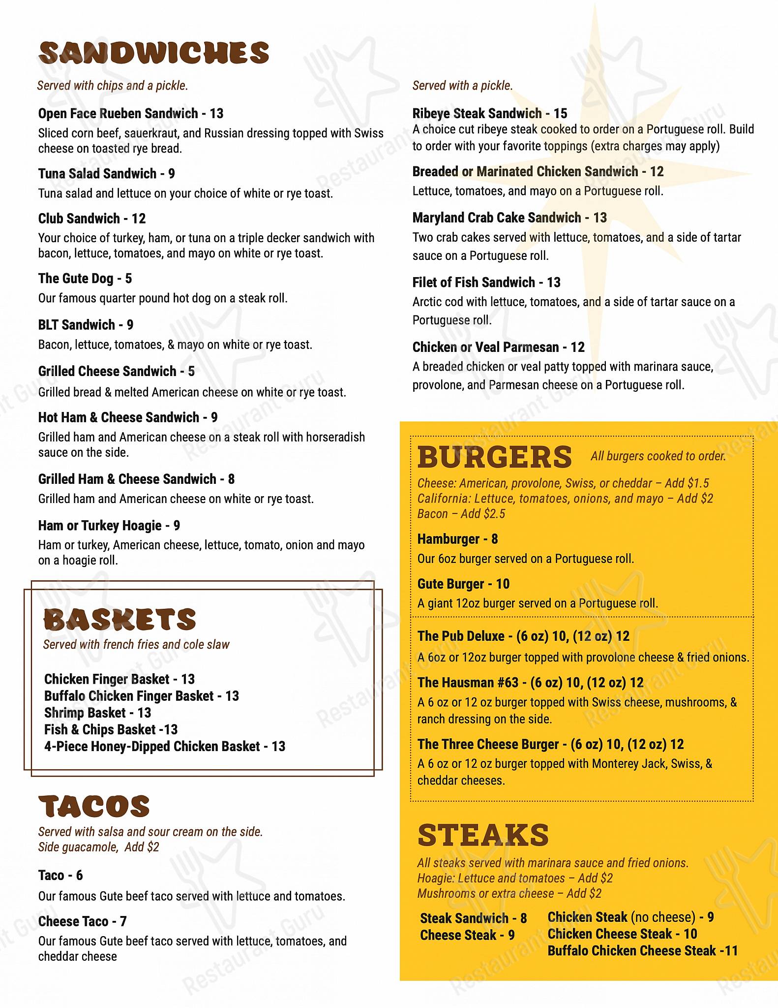Menu at Machs Gute Pub and Grille, Bethlehem