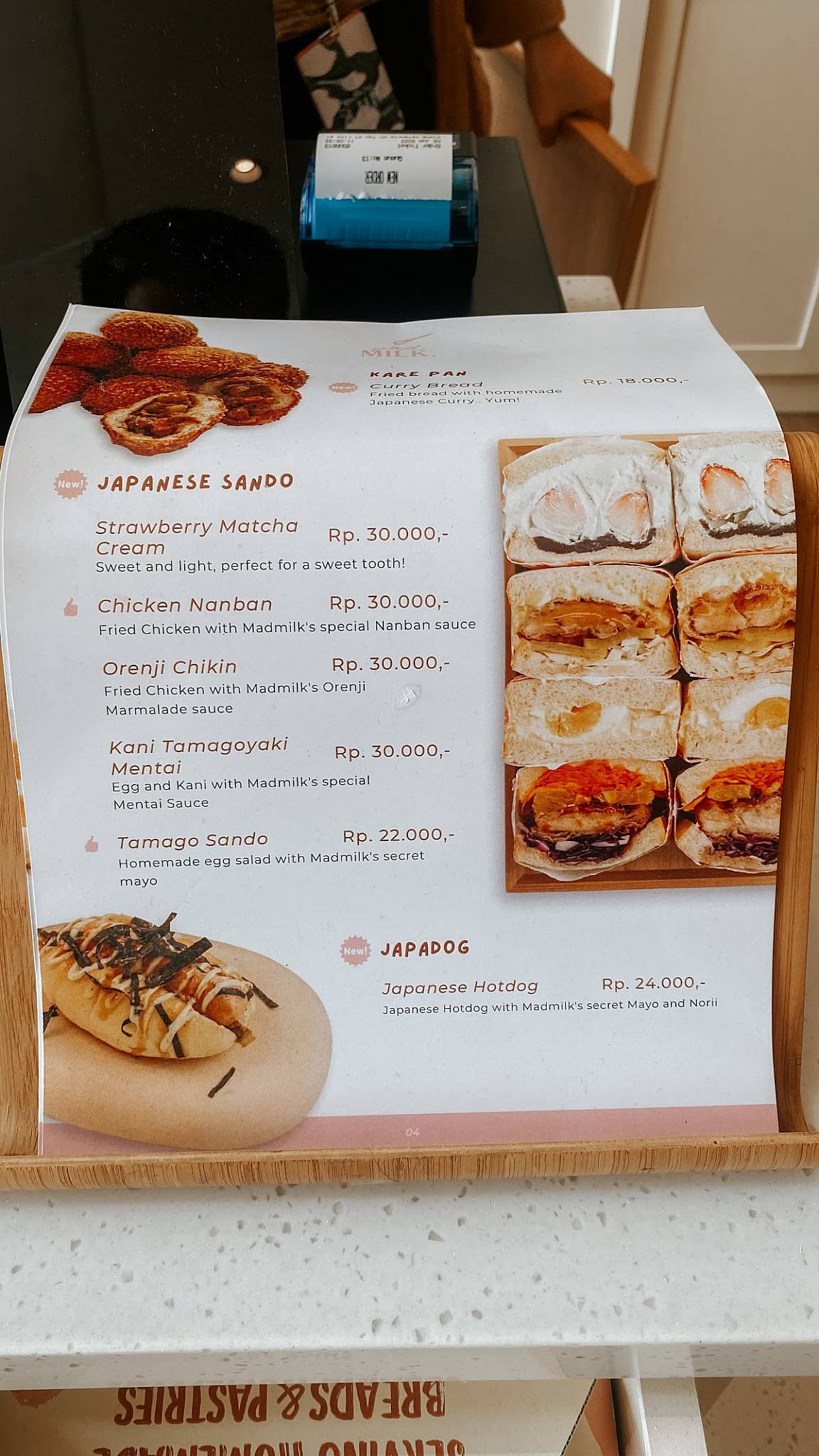 Menu at Mad MILK Japanese Bakery, North Jakarta
