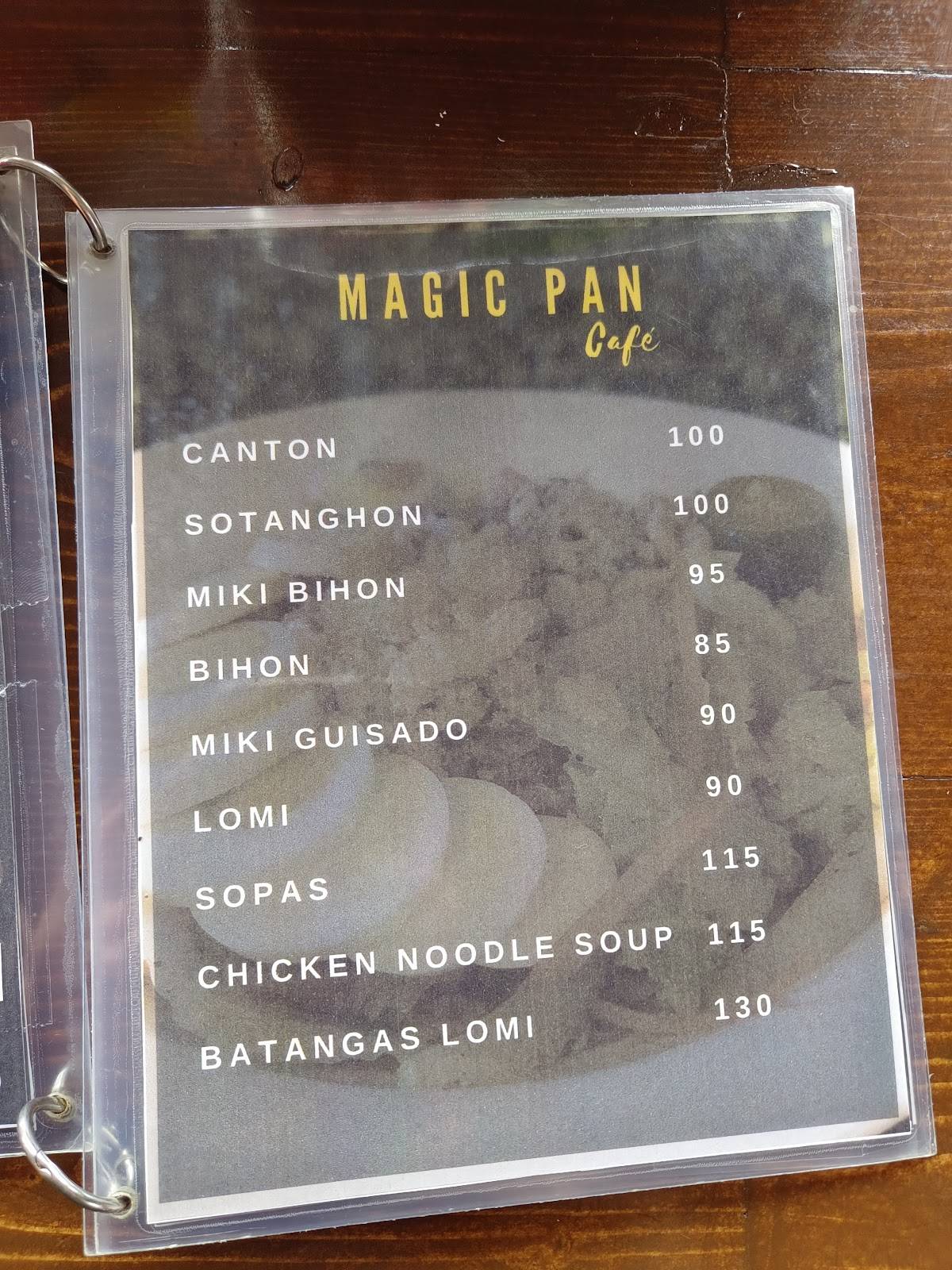 Menu at Magic Pan Cafe, Solano