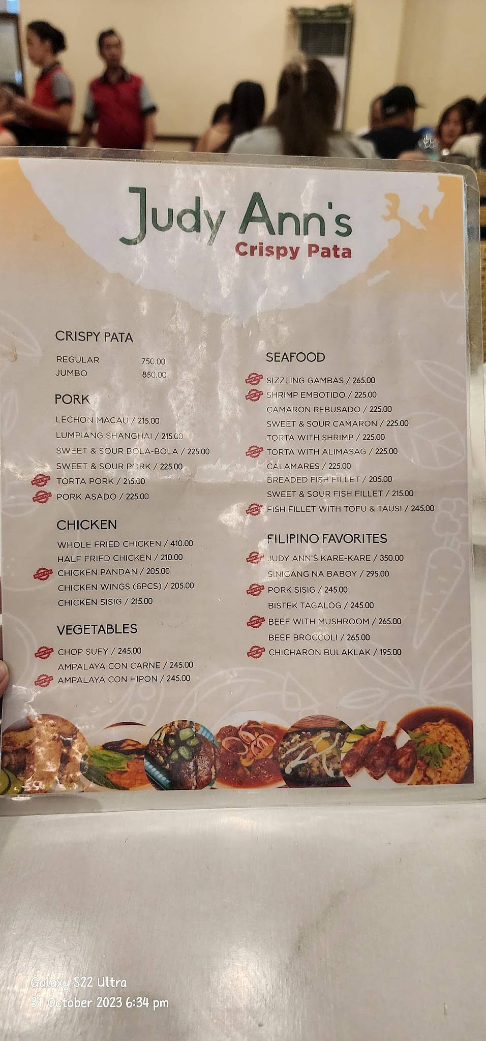 Menu at Jamicos Restaurant, Malabon