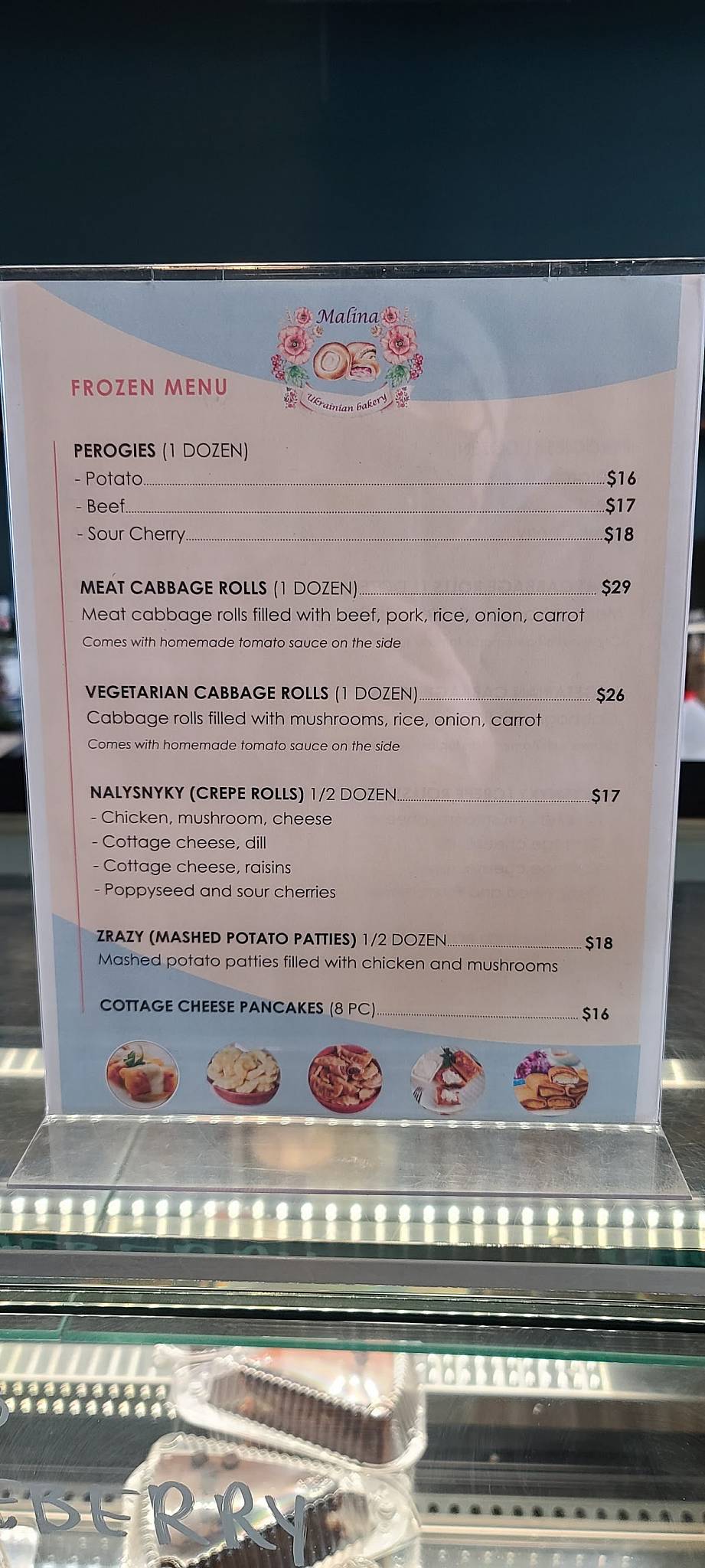 Menu at Malina Ukrainian Bakery and Eatery, Edmonton