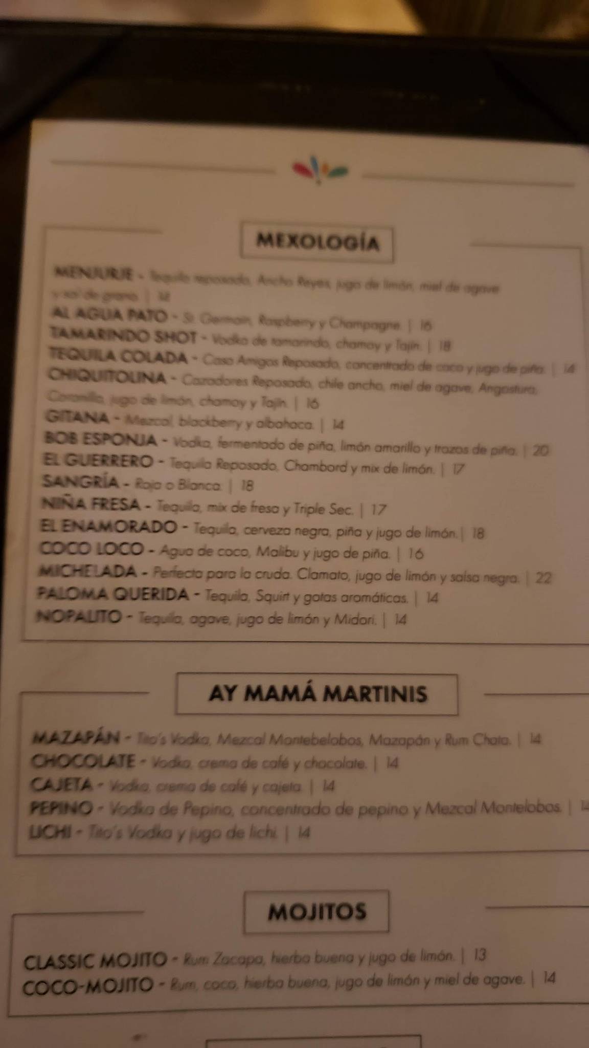 Menu at Mamá Por Dios restaurant, Rancho Cucamonga