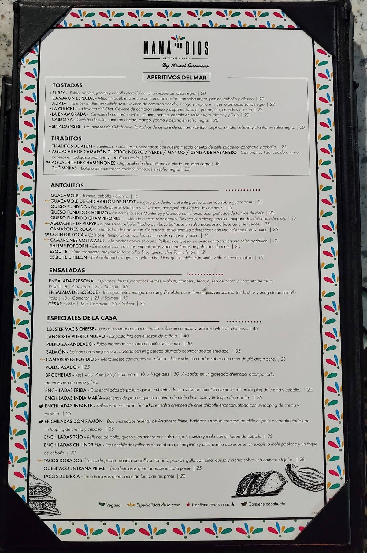 Menu at Mamá Por Dios restaurant, Rancho Cucamonga