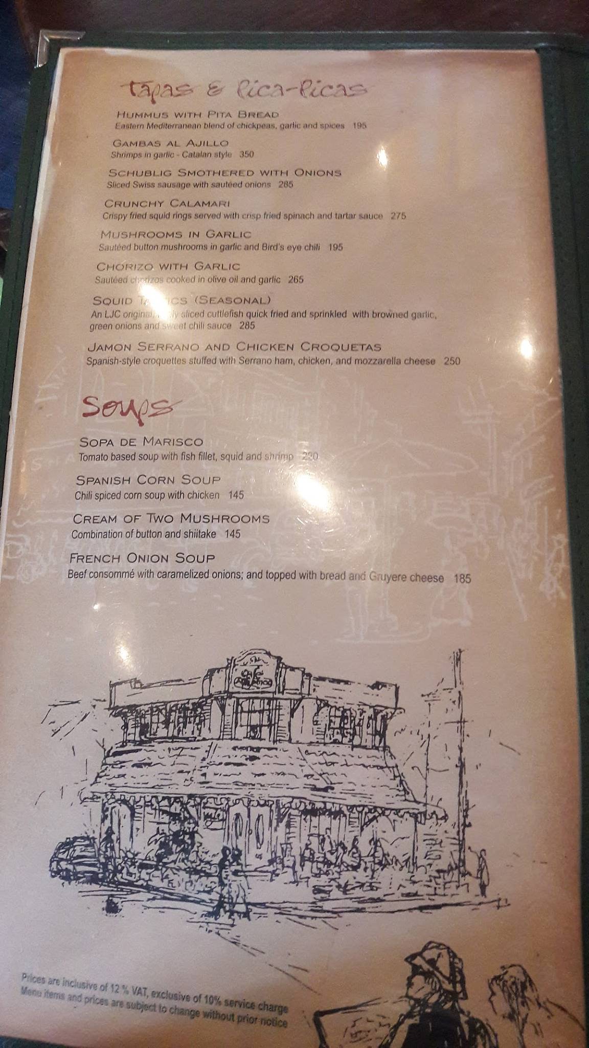 Menu at Cafe Adriatico, Manila, M. Adriatico St