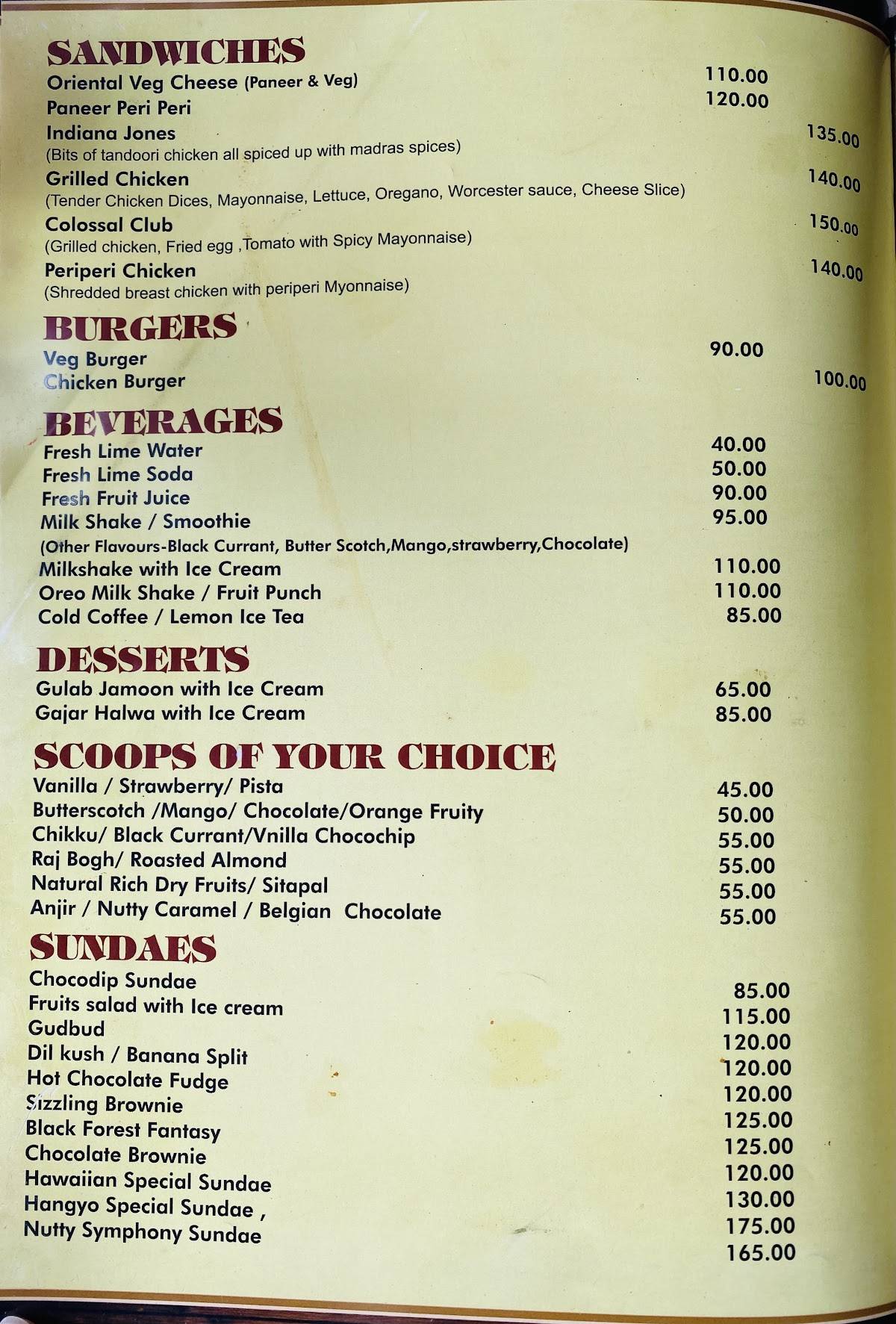 Menu at Saiba Restaurant, Manipal, Main Road