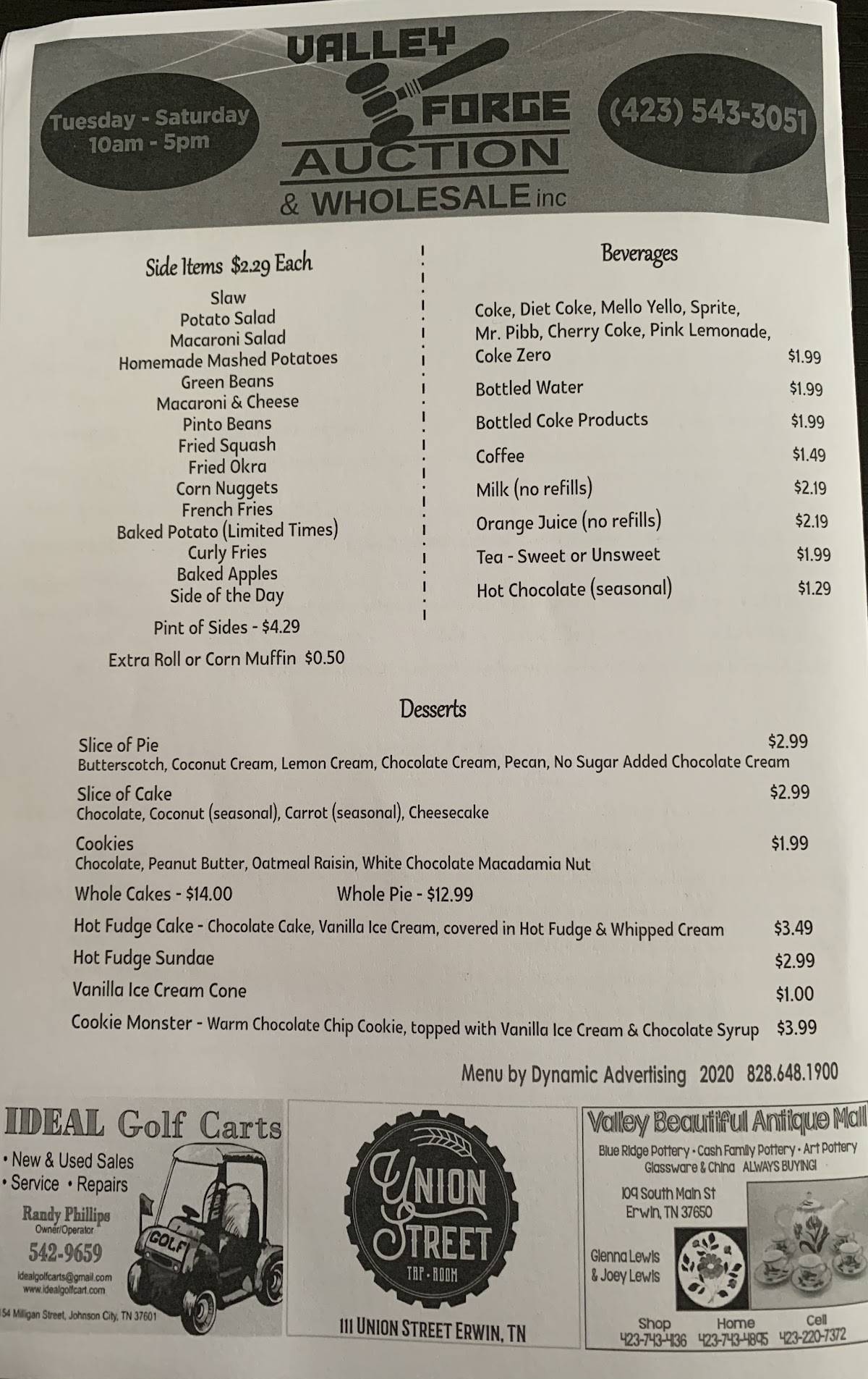 Menu at Maple Grove Restaurant, Unicoi