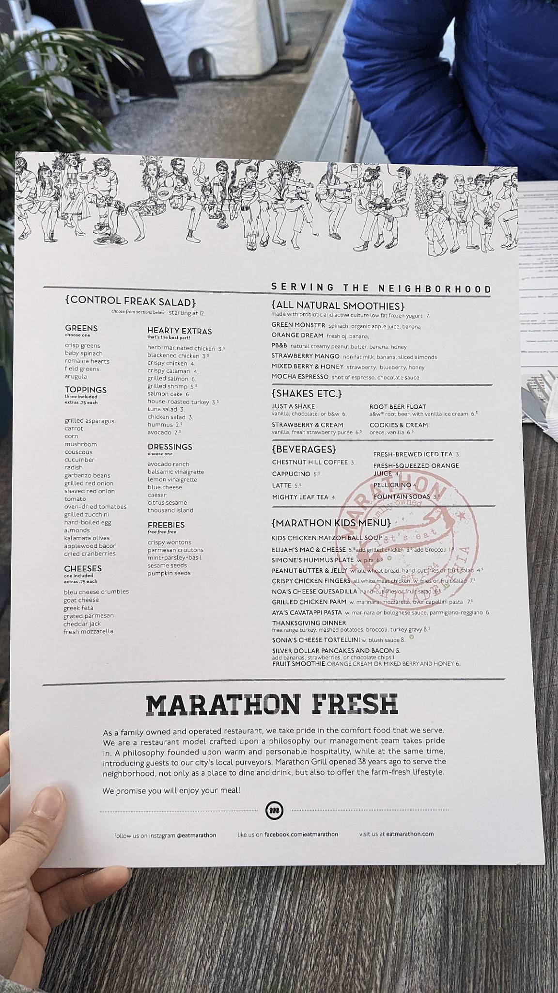 Menu at Marathon On the Square Restaurant, Philadelphia