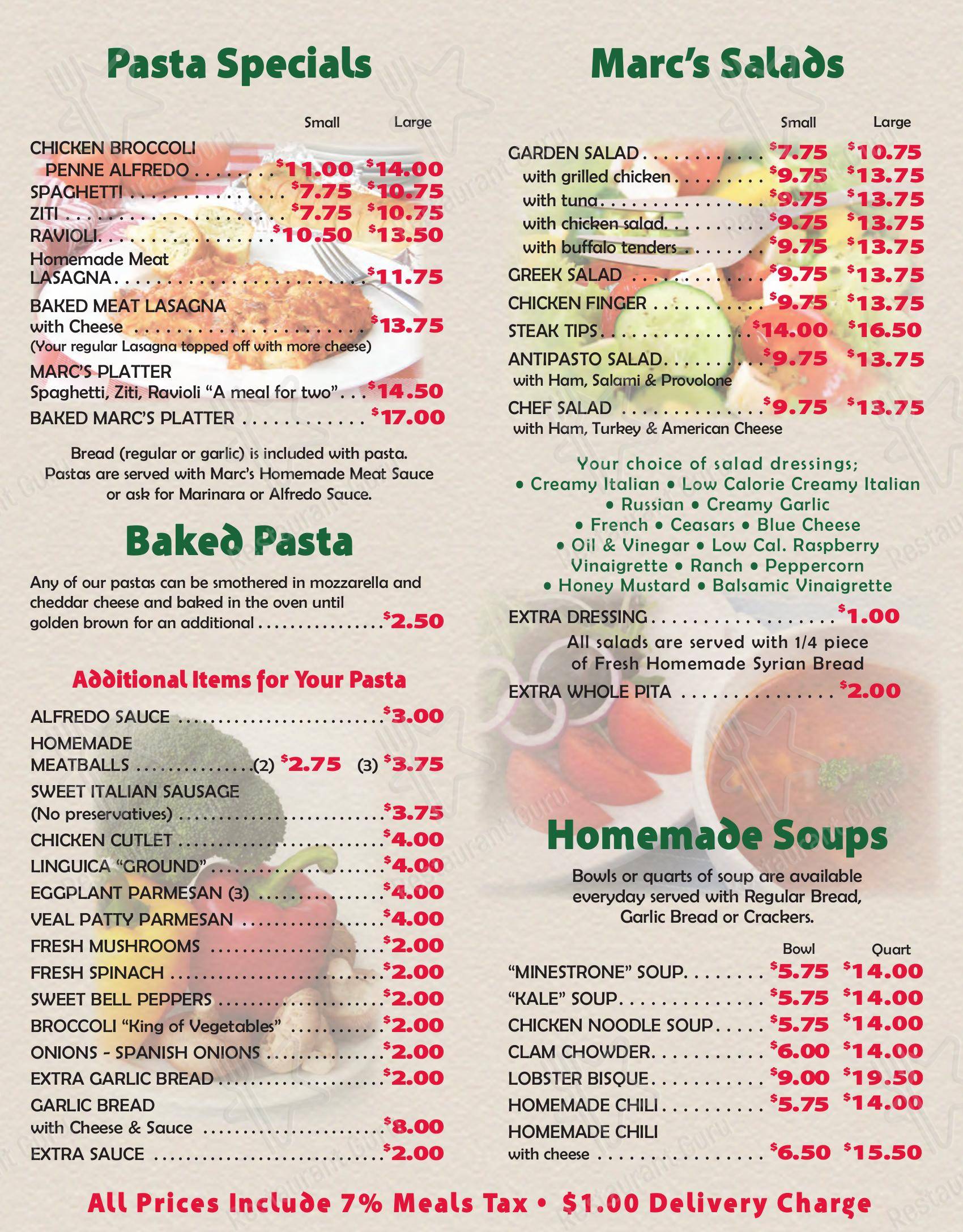Menu at Marc Anthony's La Pizzeria, Wareham