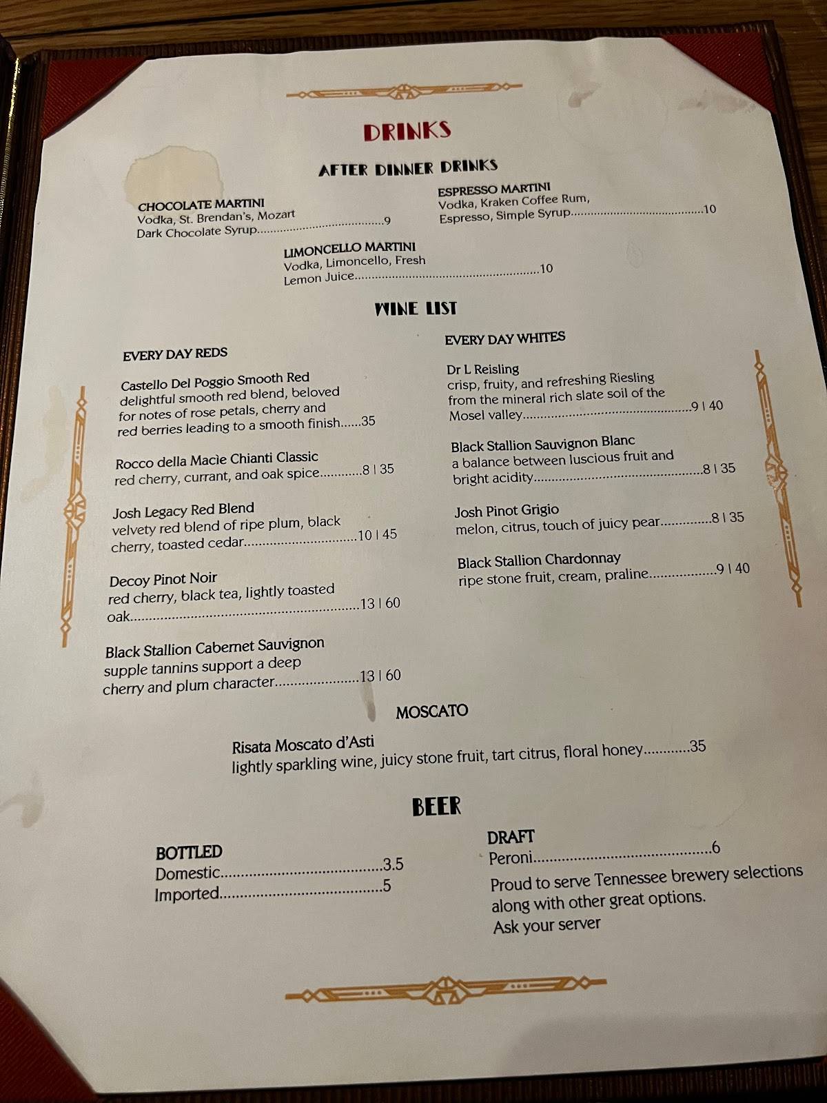 Menu at Marioochi’s Pizzeria On The Square, Sparta