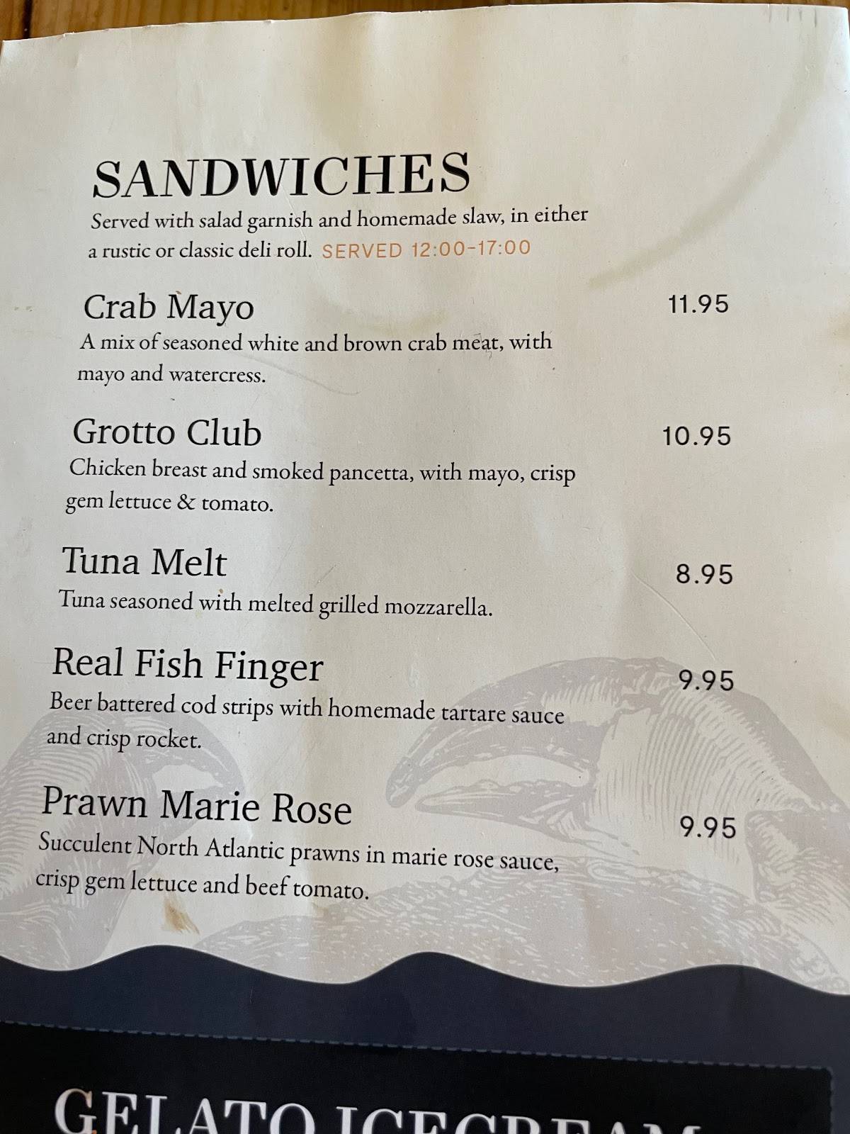Menu at Marsden Grotto pub & bar, South Shields