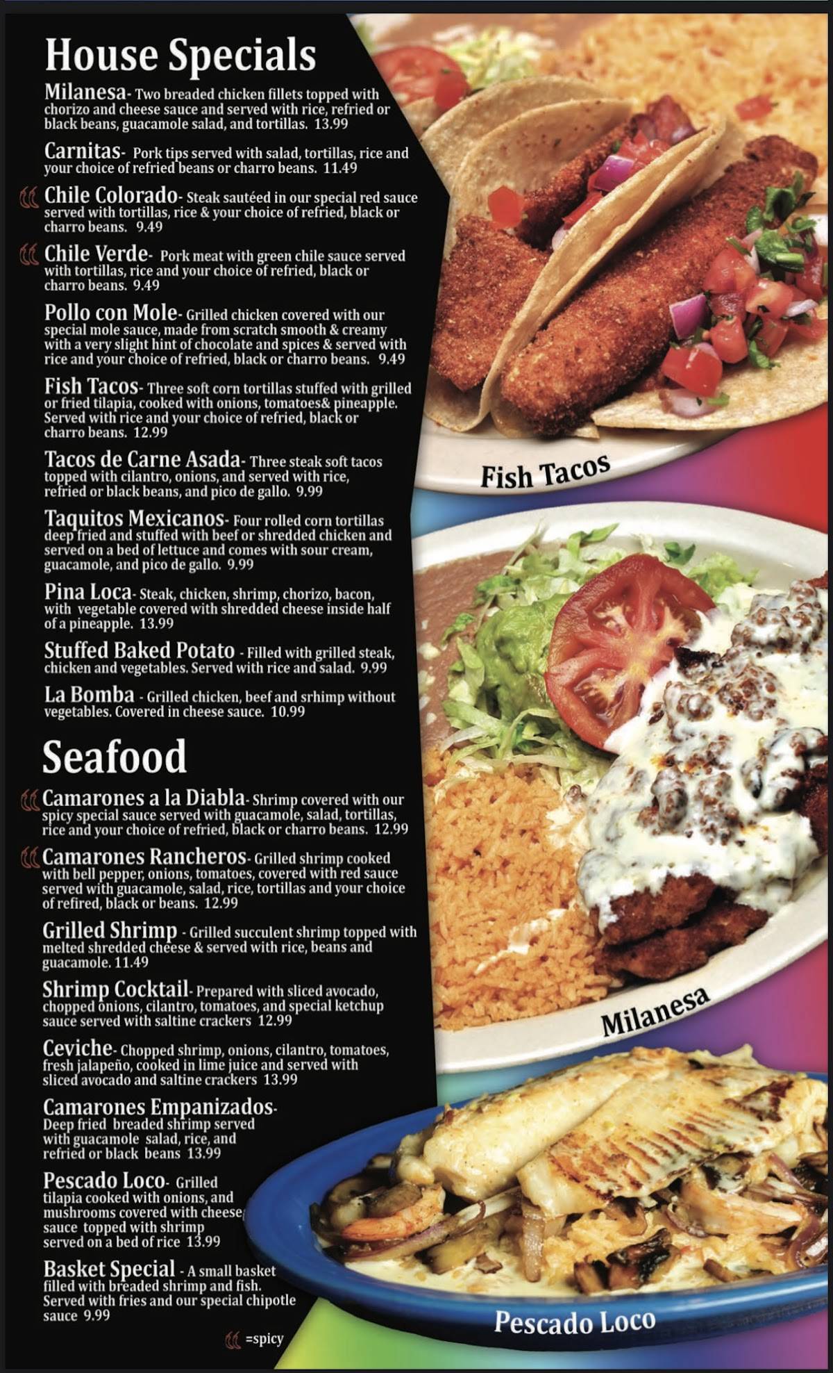 Menu at Los Locos Mexican Restaurant Marshall Ar, Marshall