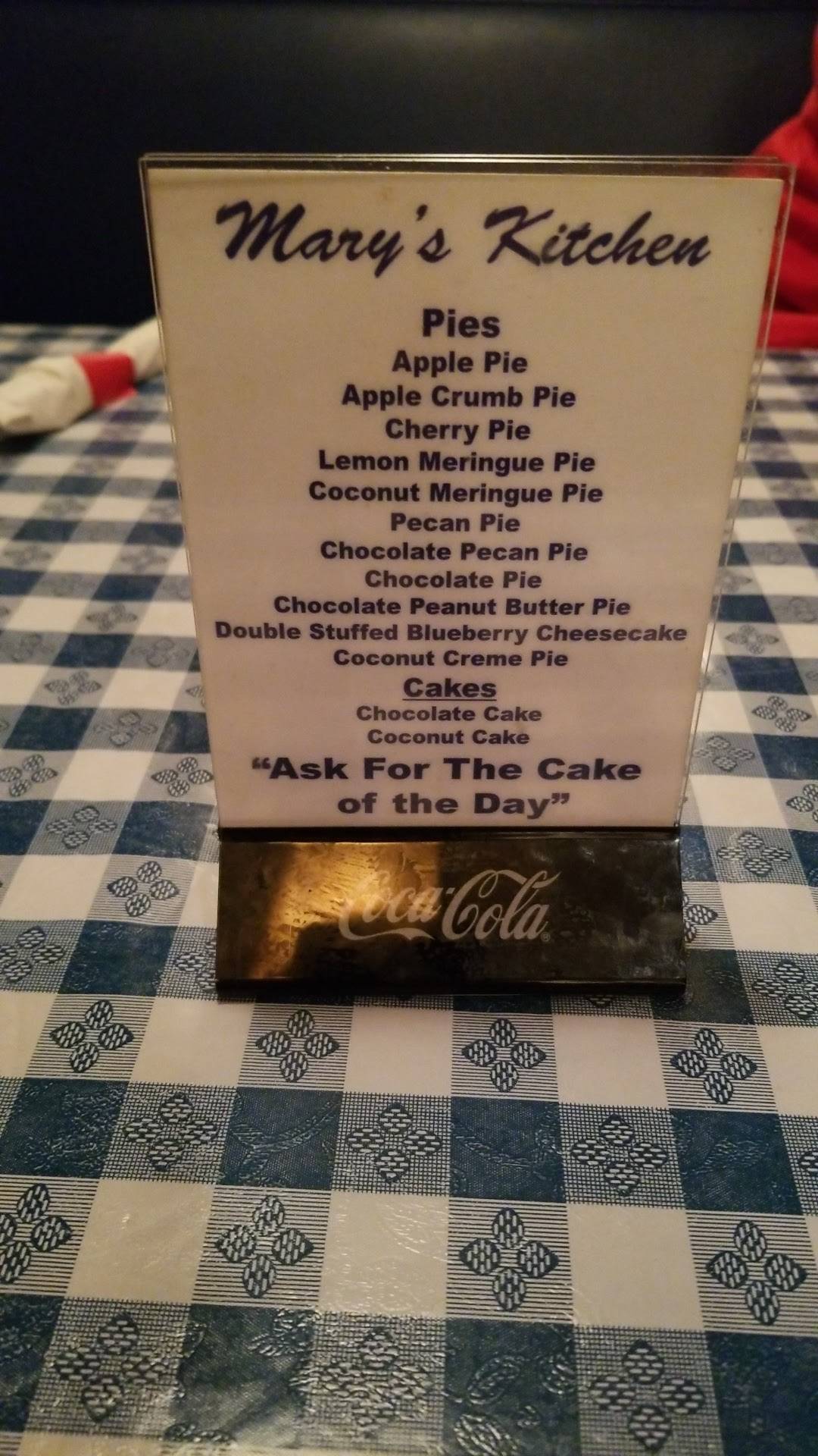Menu at Mary's Kitchen restaurant, Fort Walton Beach, 99 Eglin Pkwy NE
