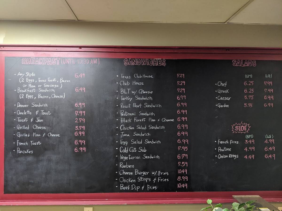 Menu at Mary's Old Style Deli restaurant, Calgary