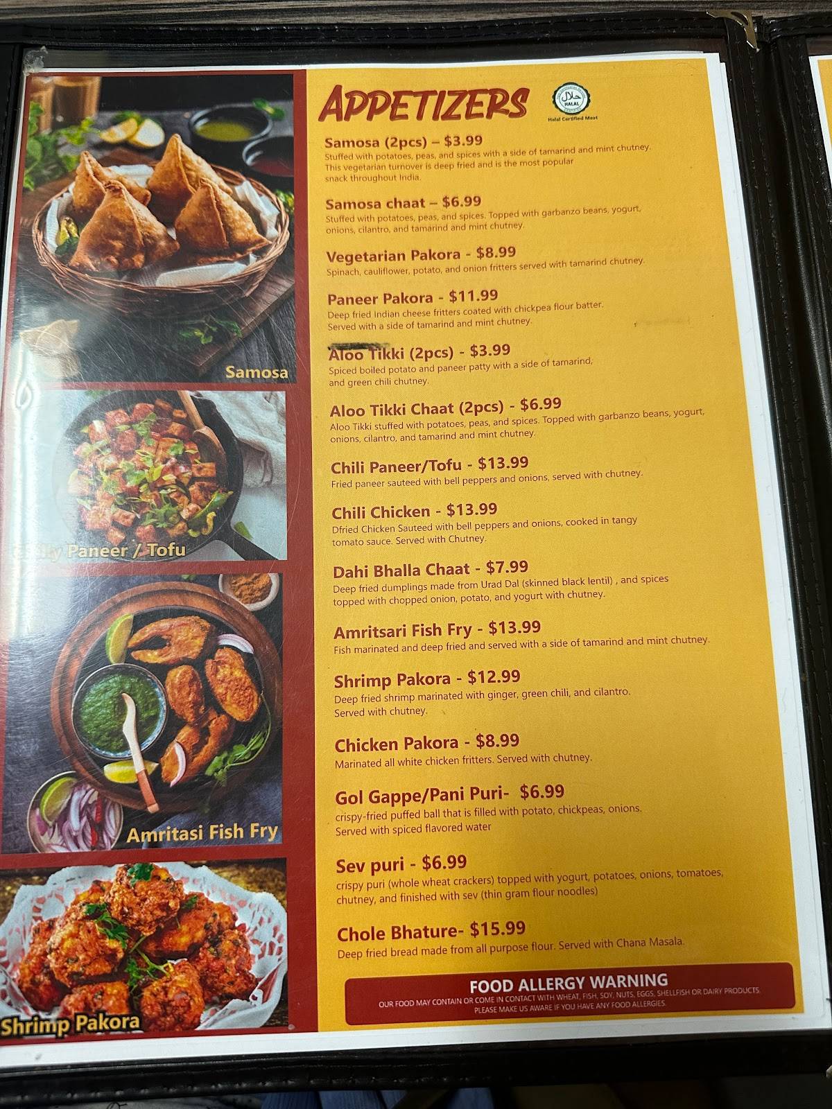 Menu at Masala Express restaurant, Merced