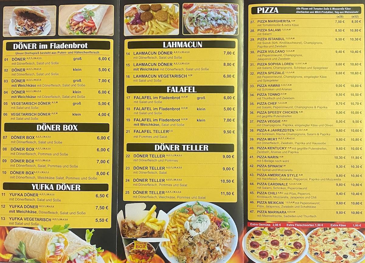 Menu at Mert Döner restaurant, Hornbach