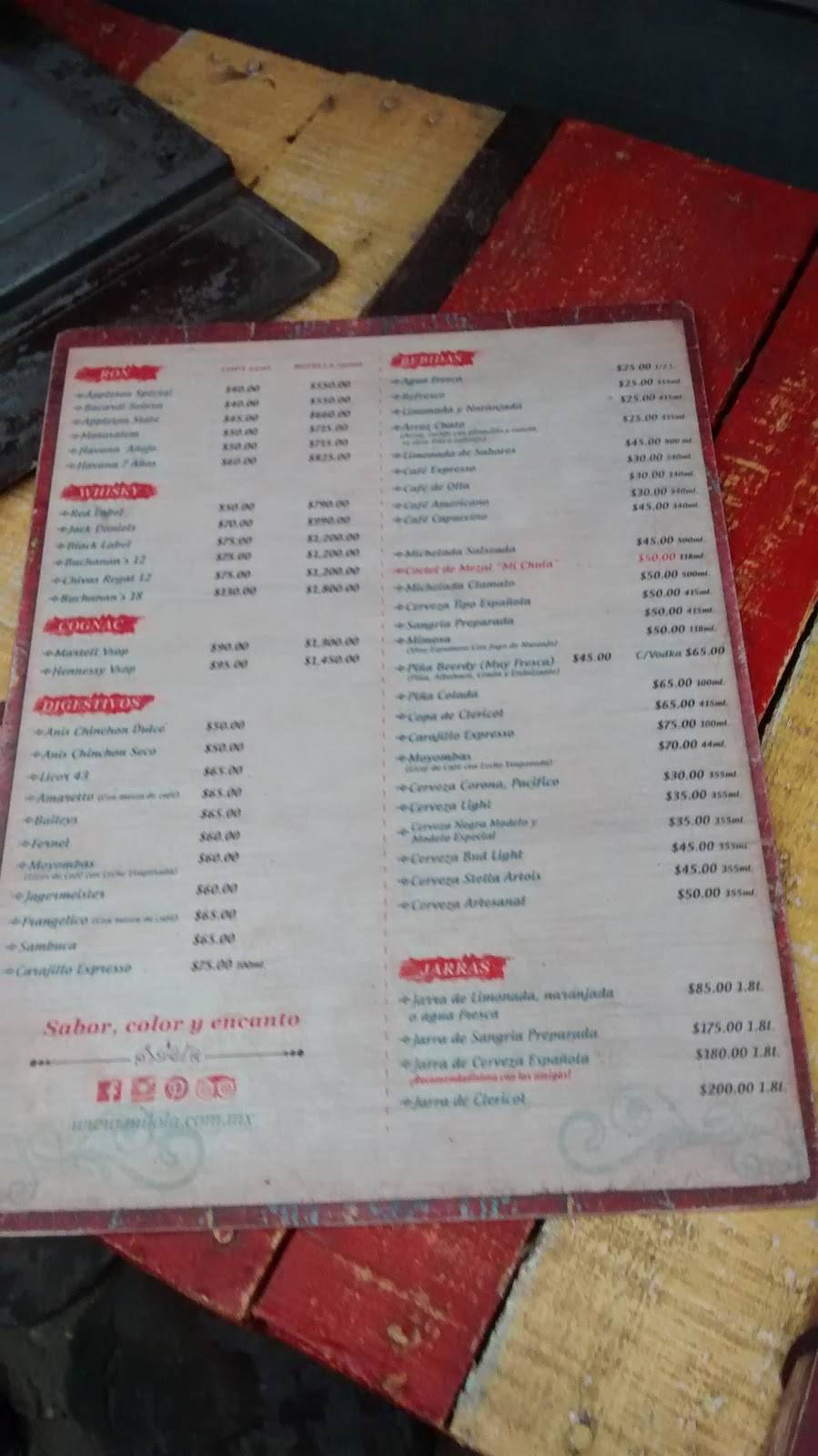 Carta del restaurante Mi Lola Morelia, Morelia, Perif. Paseo del la ...