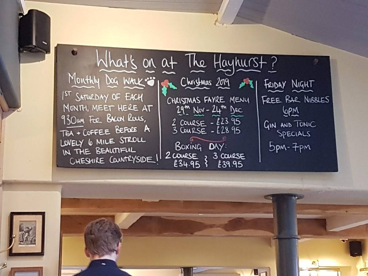 Menu at The Hayhurst Arms pub & bar, Northwich
