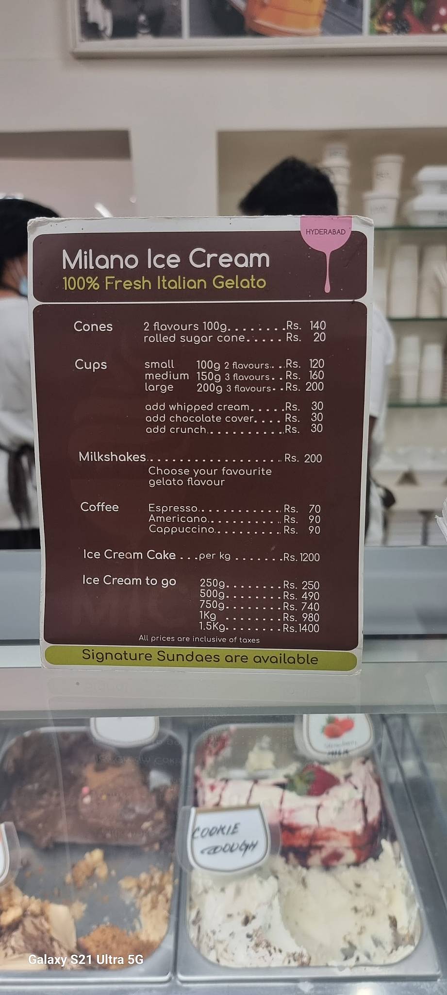 Menu at Milano Ice Cream, Hyderabad