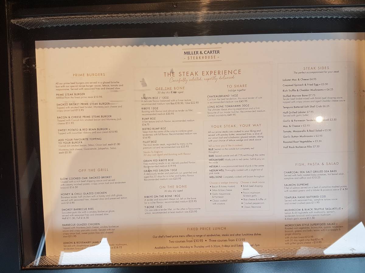 Menu at Miller & Carter Fleet pub & bar, Fleet