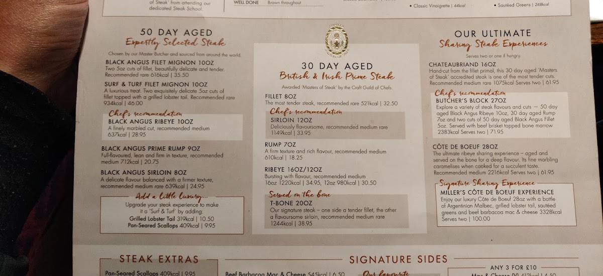 Menu at Miller & Carter Fleet pub & bar, Fleet