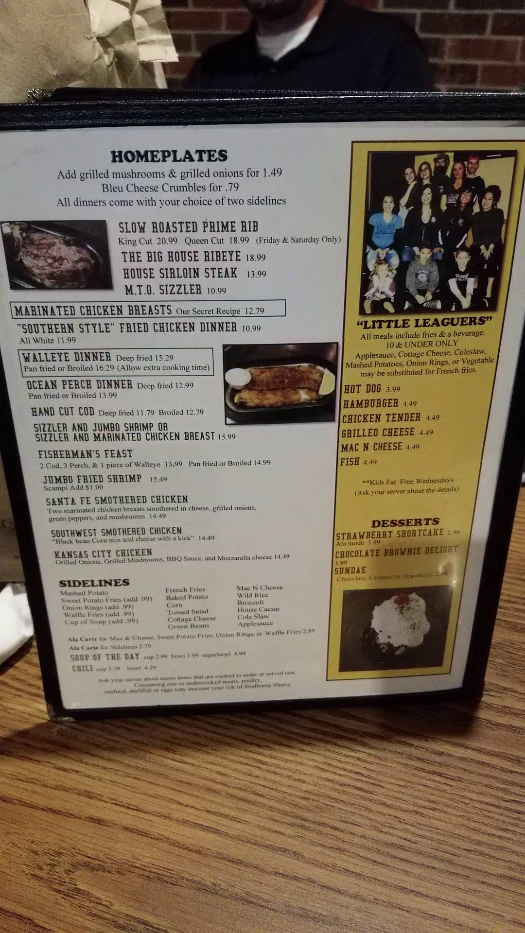 Menu at Miller's Time-Out restaurant, Battle Creek