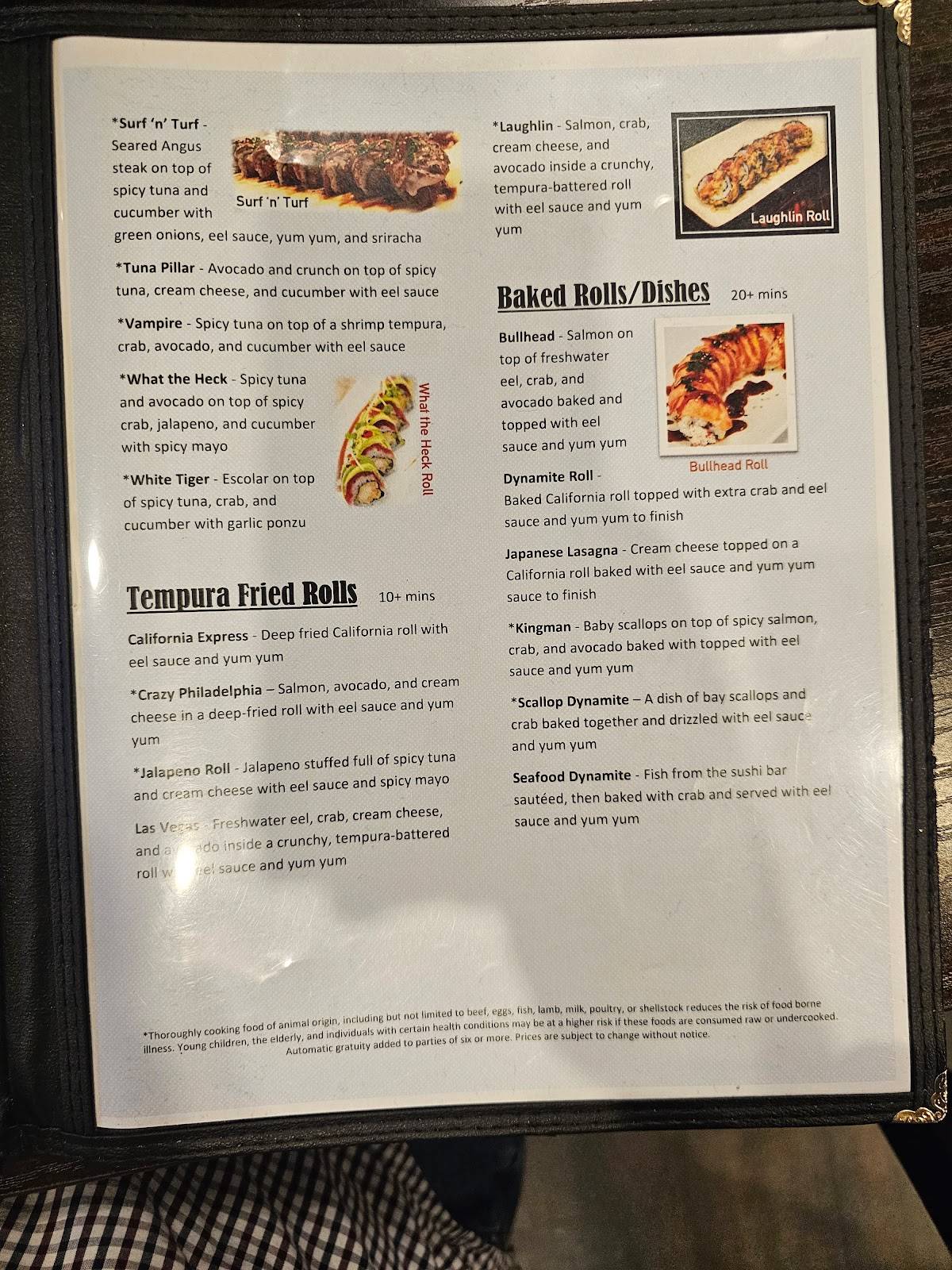 Menu at Minato Japanese & Korean Restaurant, Laughlin