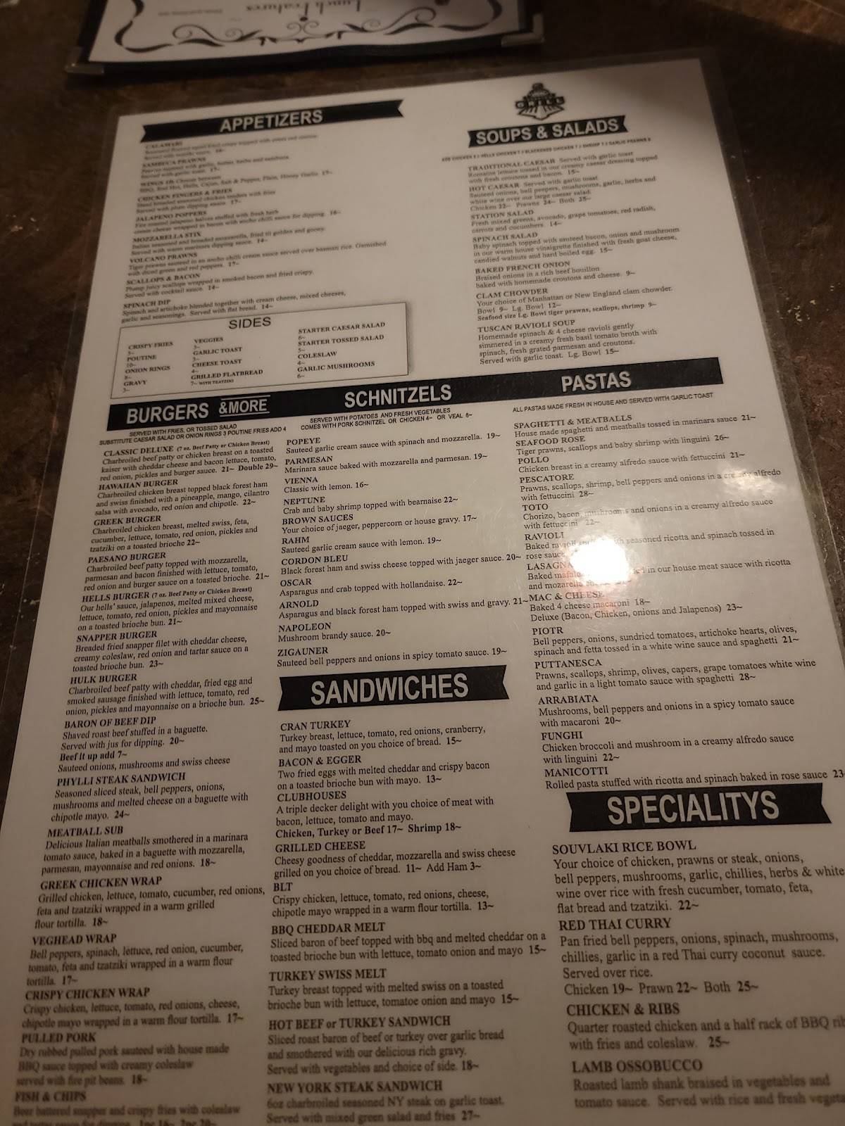 Menu at Mission Station Grill restaurant, Mission