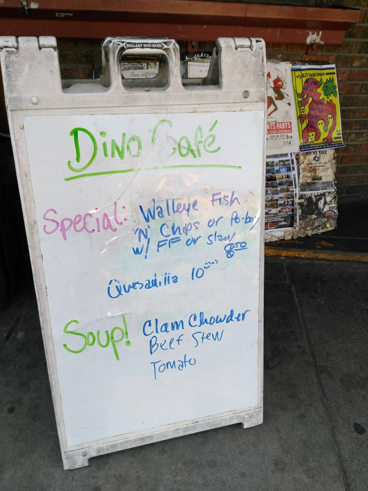 Menu at Dinosaur Cafe, Missoula