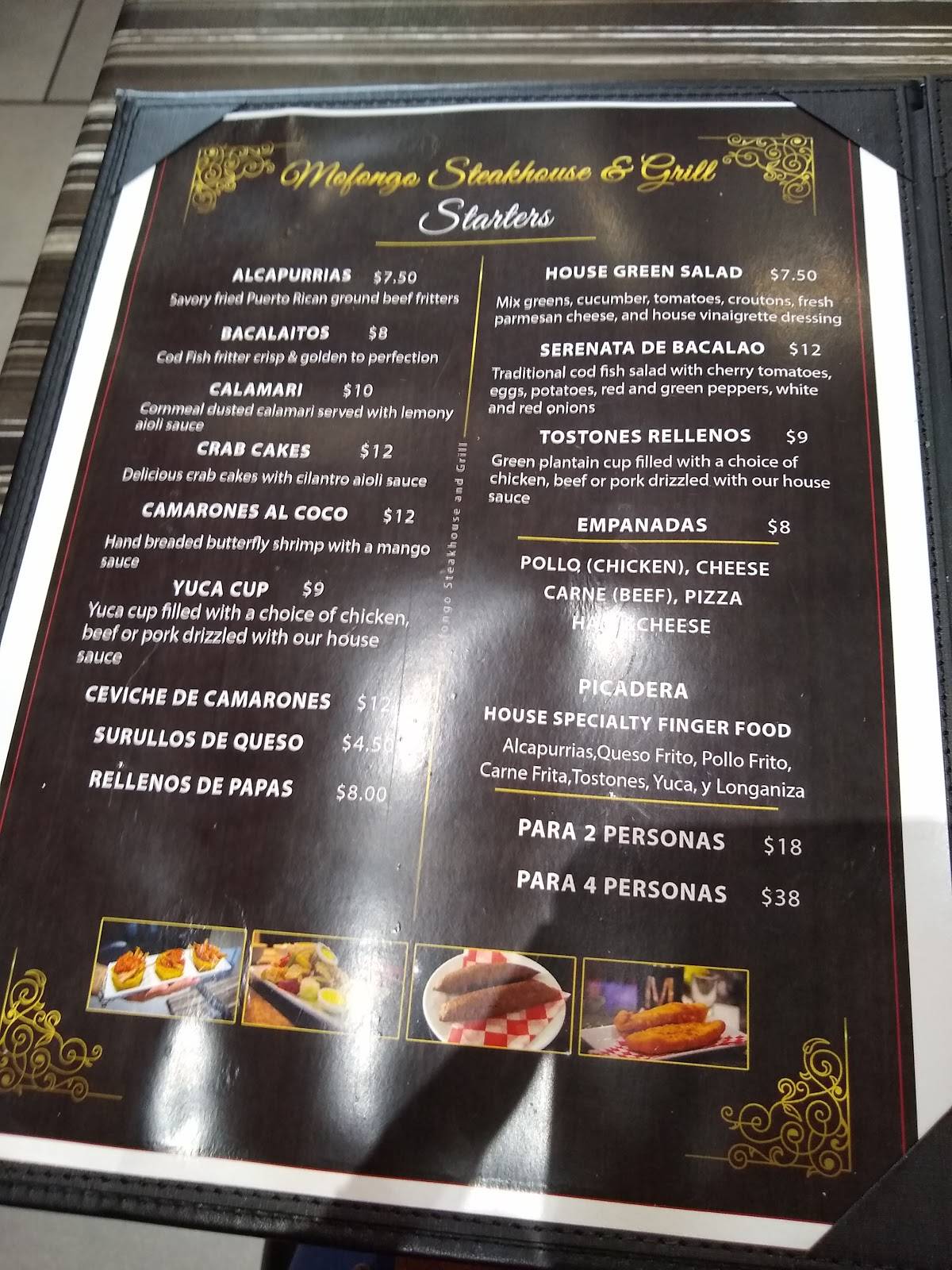 Menu at Mofongo Steakhouse & Grill, Woodbridge