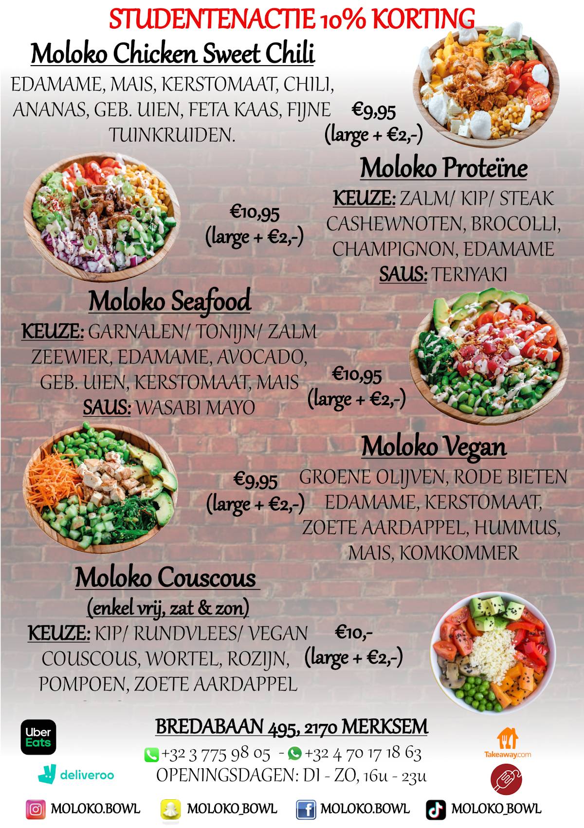 Speisekarte von Moloko Poké Bowl, Antwerpen