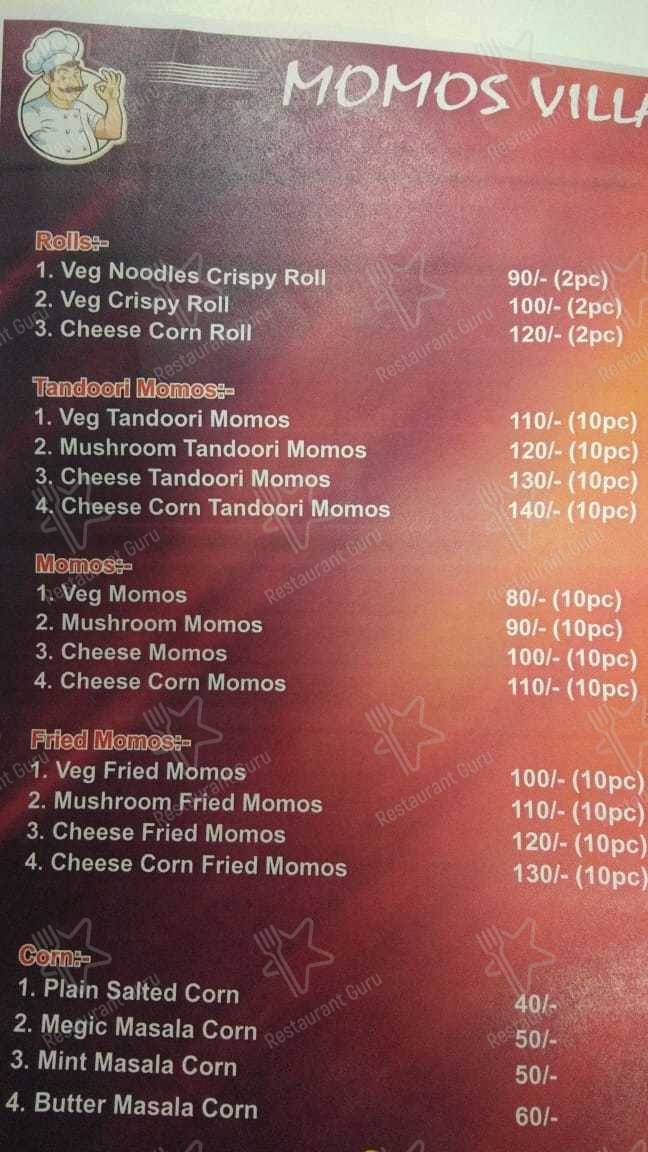Menu at Momos Villa, Jalandhar