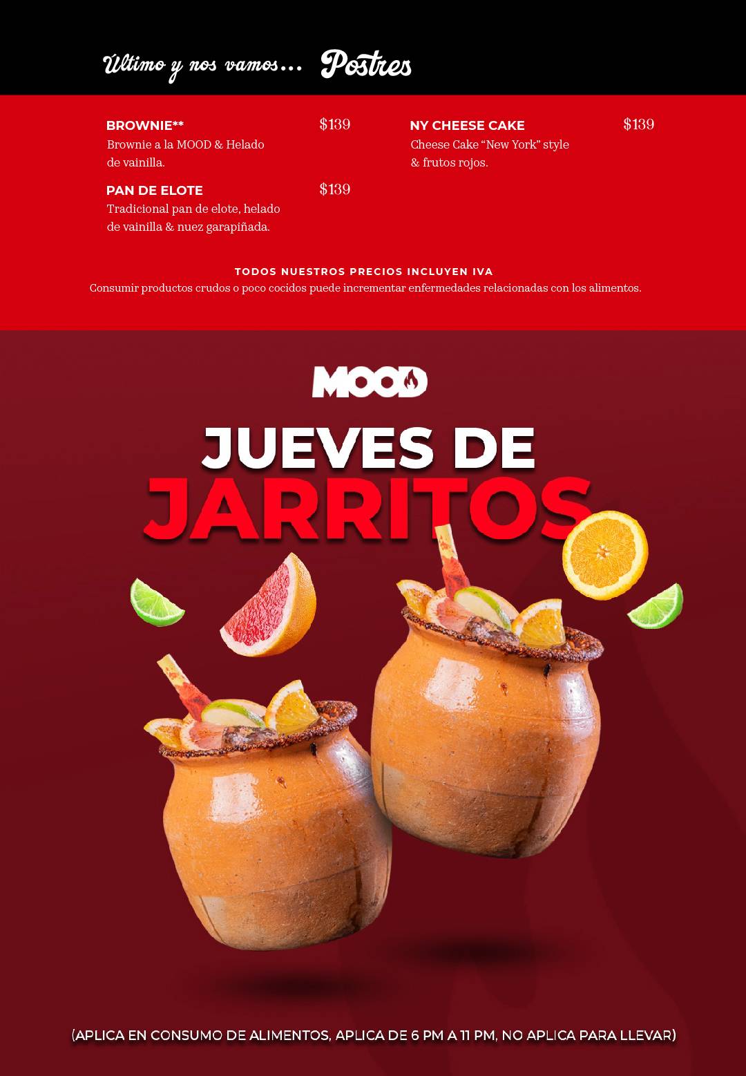 Menu at Mood Meet and Drinks restaurant, Chihuahua