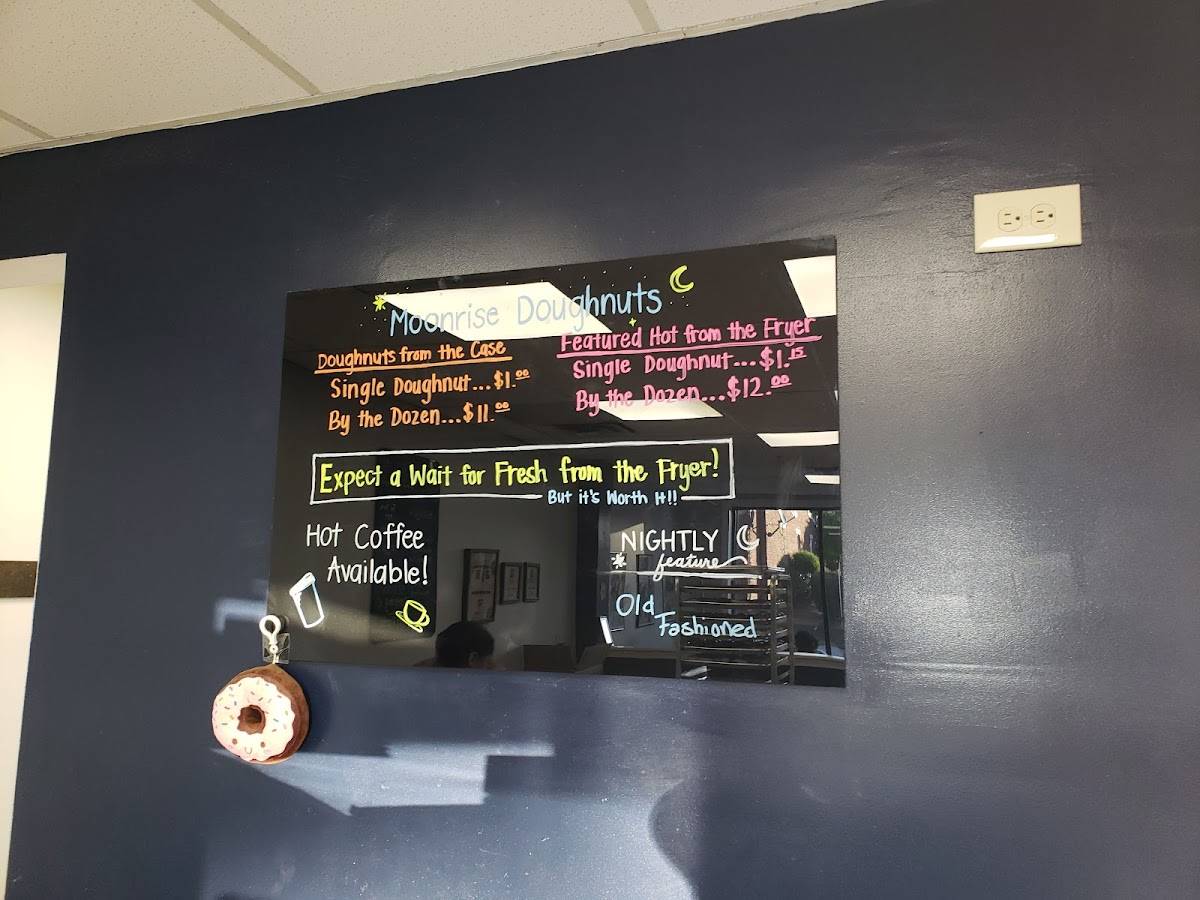 Menu at Moonrise Doughnuts restaurant, Covington