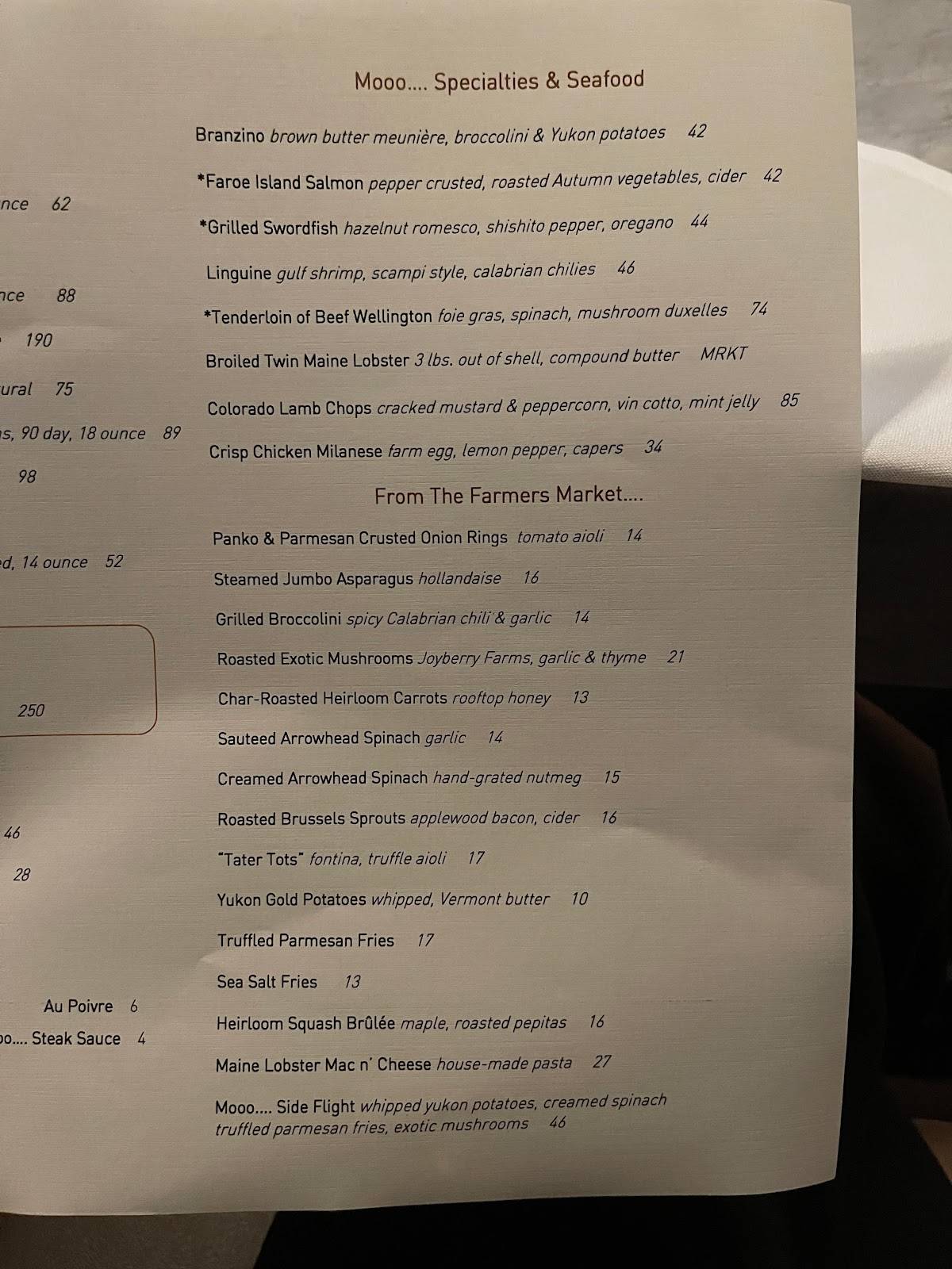Menu at Mooo.... Seaport pub & bar, Boston