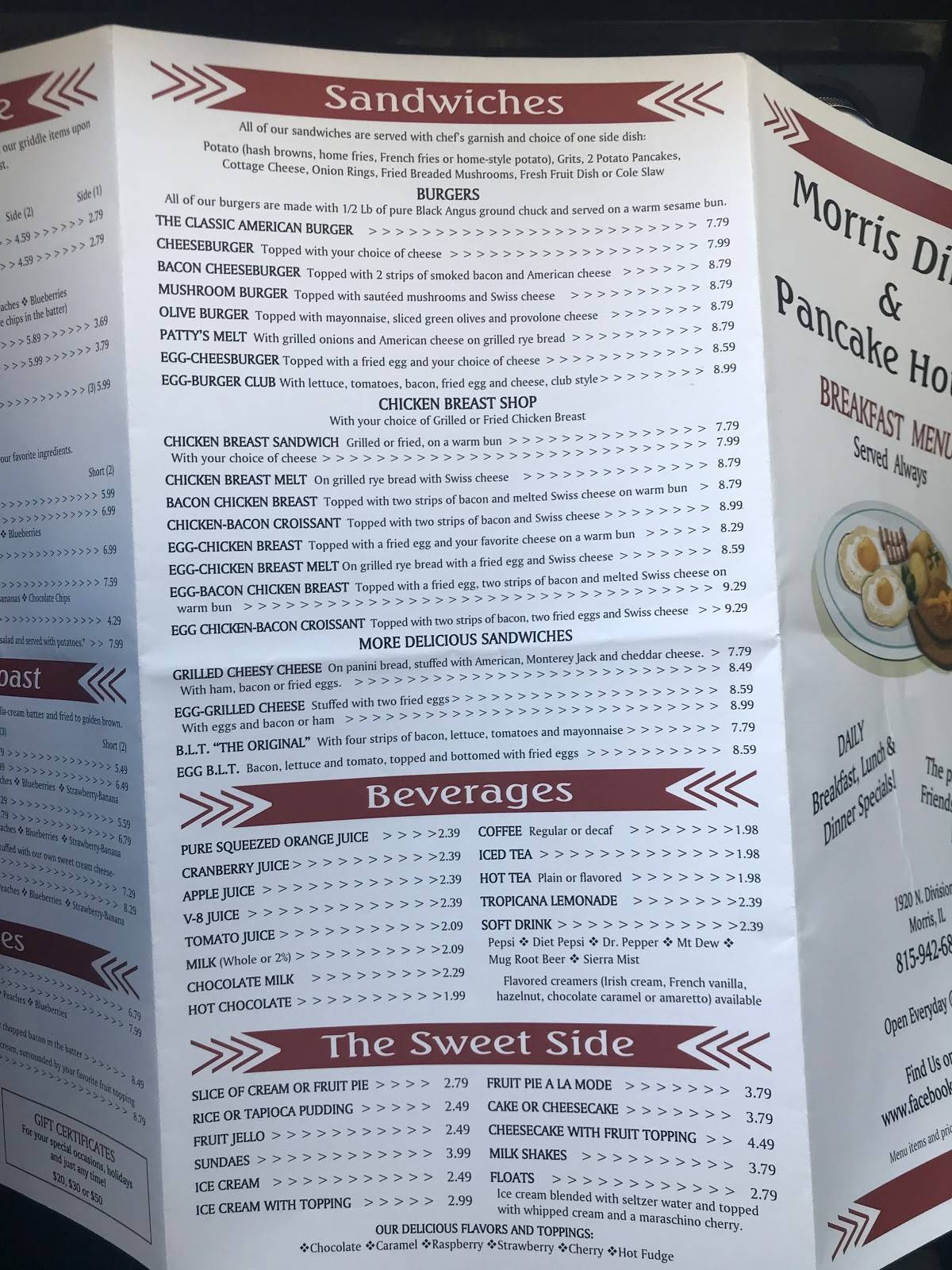 Menu at Morris Diner & Pancake House restaurant, Morris