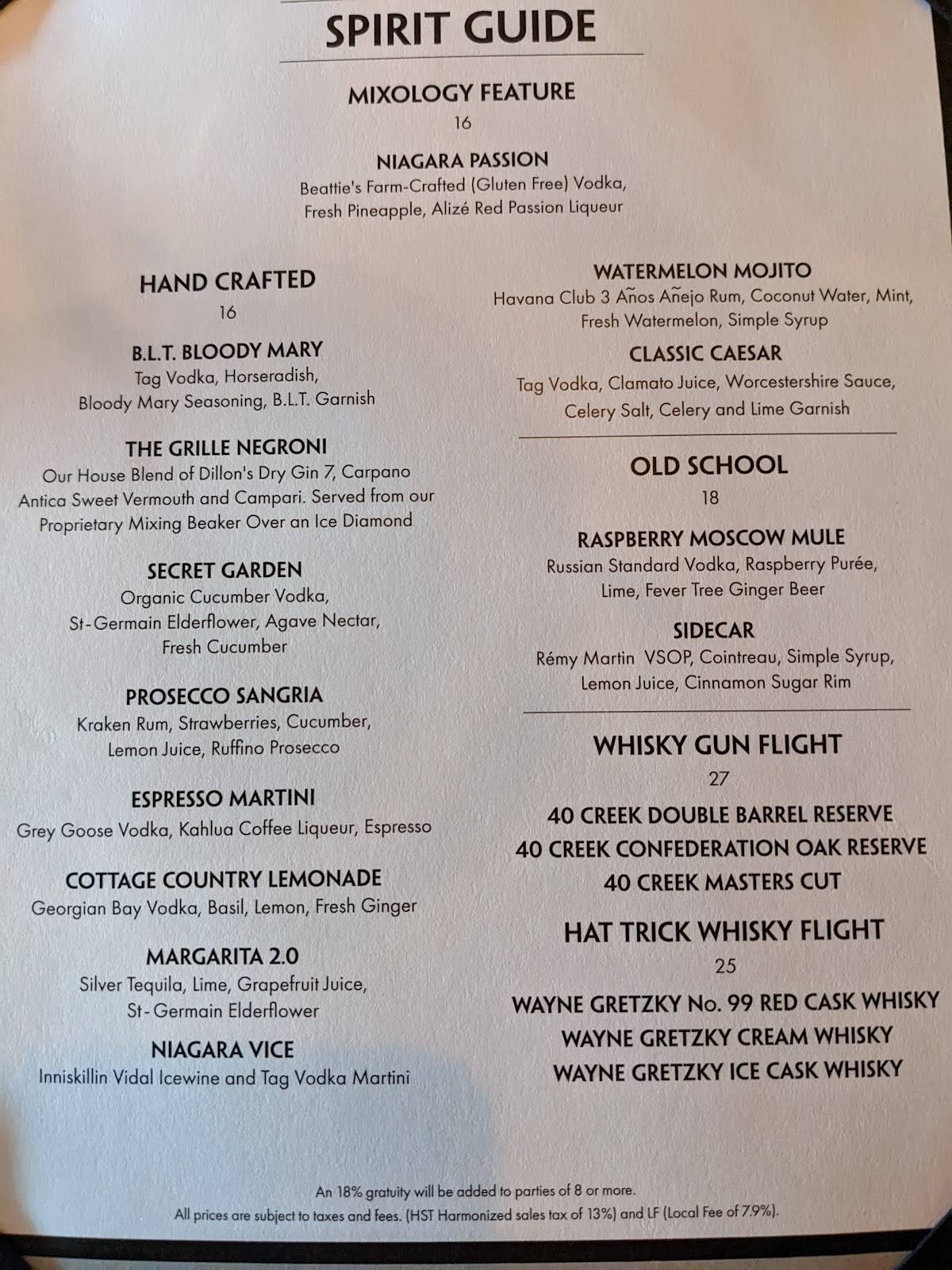 Menu at Morton's Grille Niagara Falls restaurant, Niagara Falls